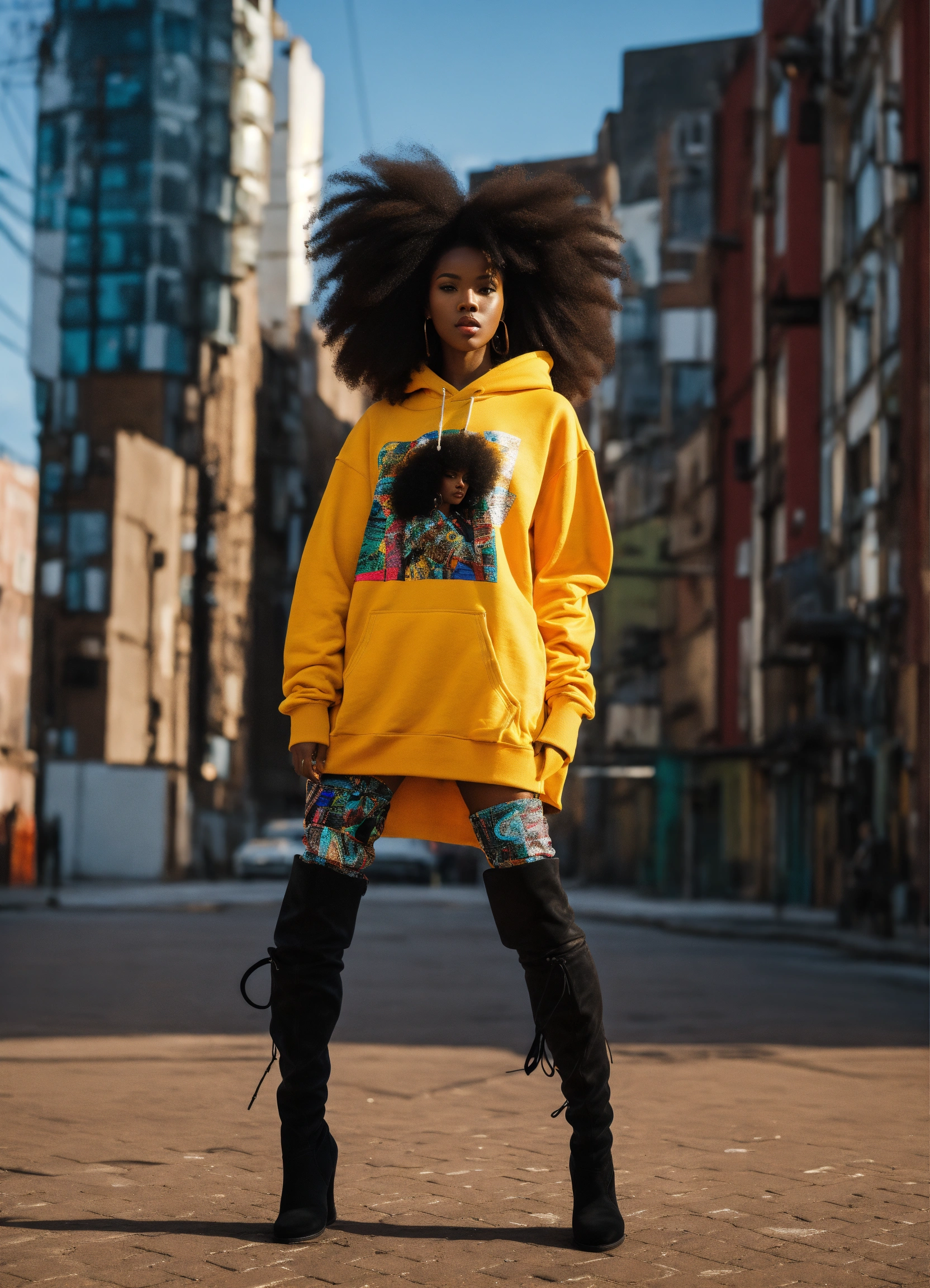 Lexica - Photograph an Afro-Caribbean woman model wearing knee-high ...