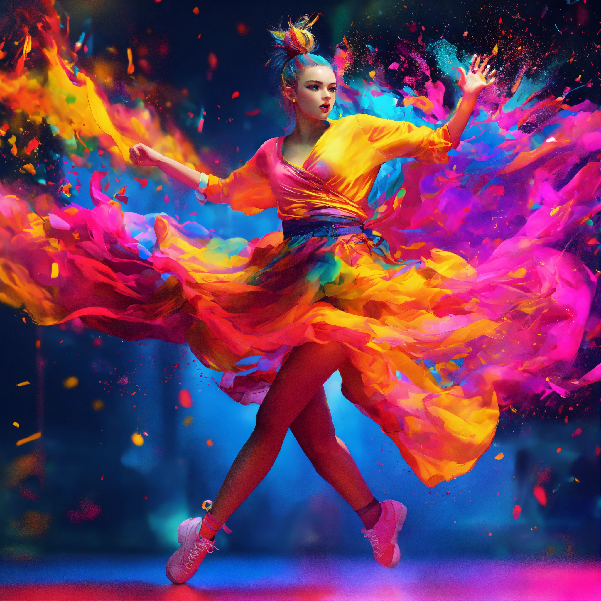 Lexica - Colorful art of crazy female contemporary dance 8k wallpaper,