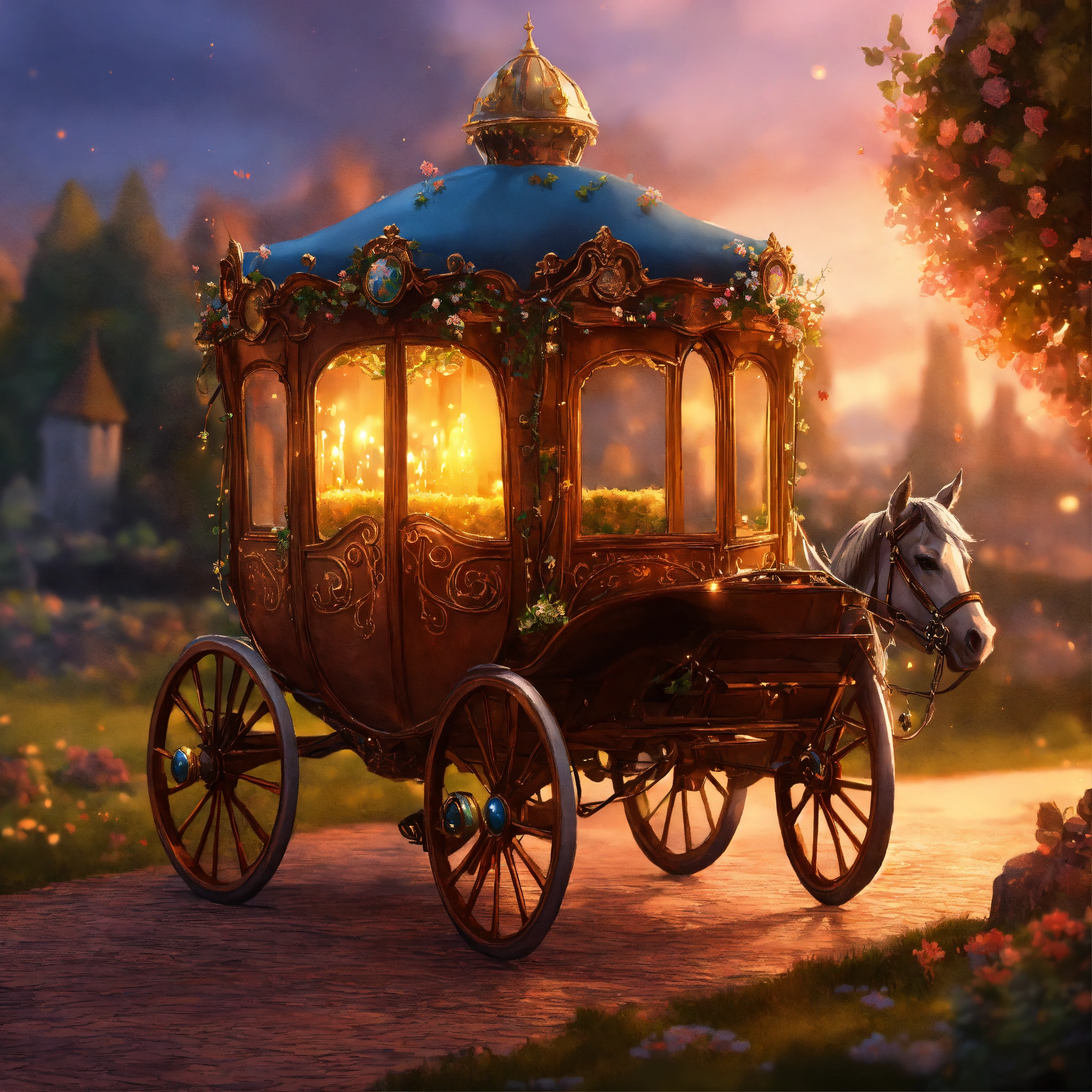 Lexica - Epic shot of a ultra cozy and detailed fairytale carriage ...