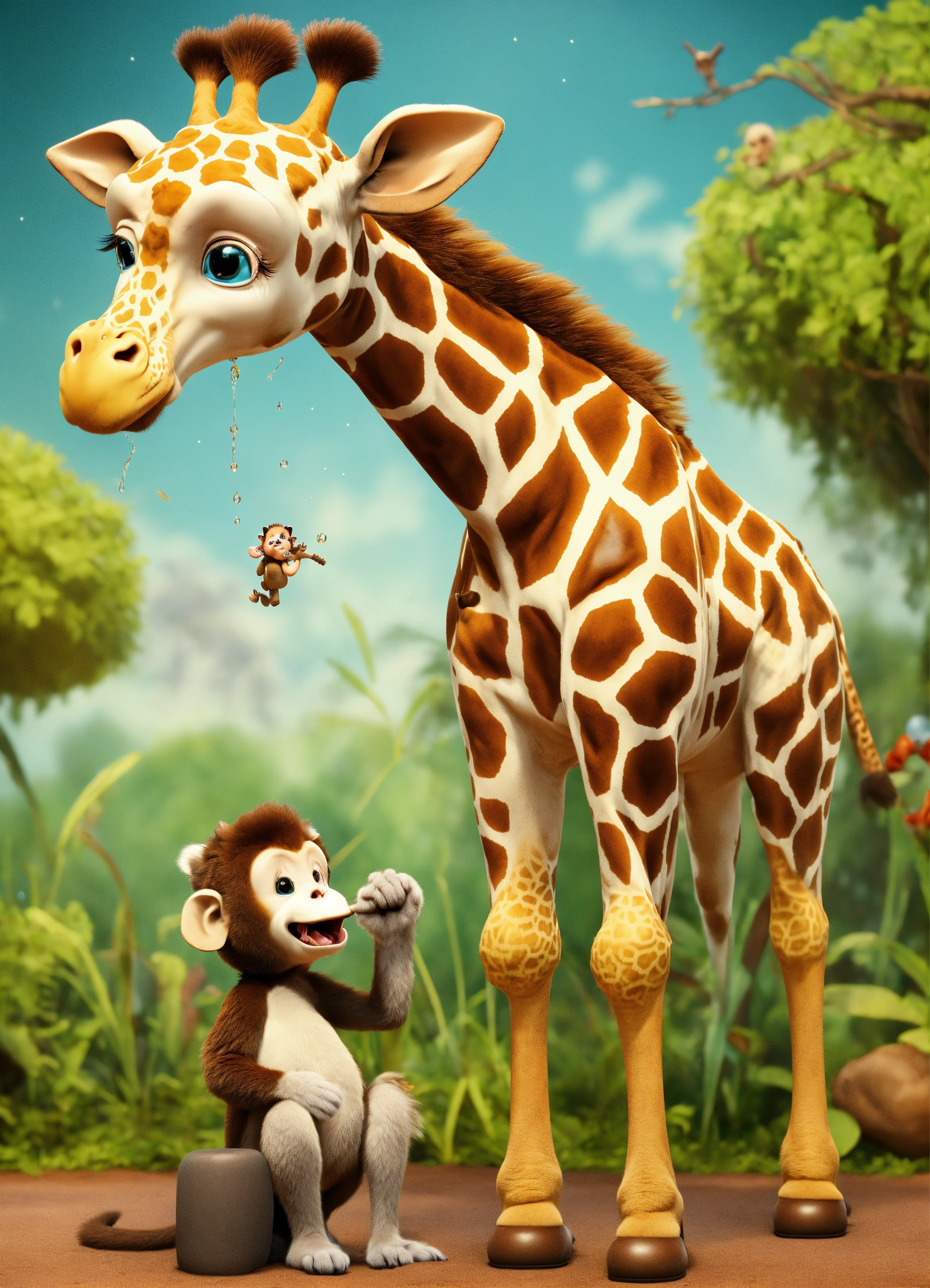 Lexica - Perfect children's images with all the 3D details of a giraffe ...