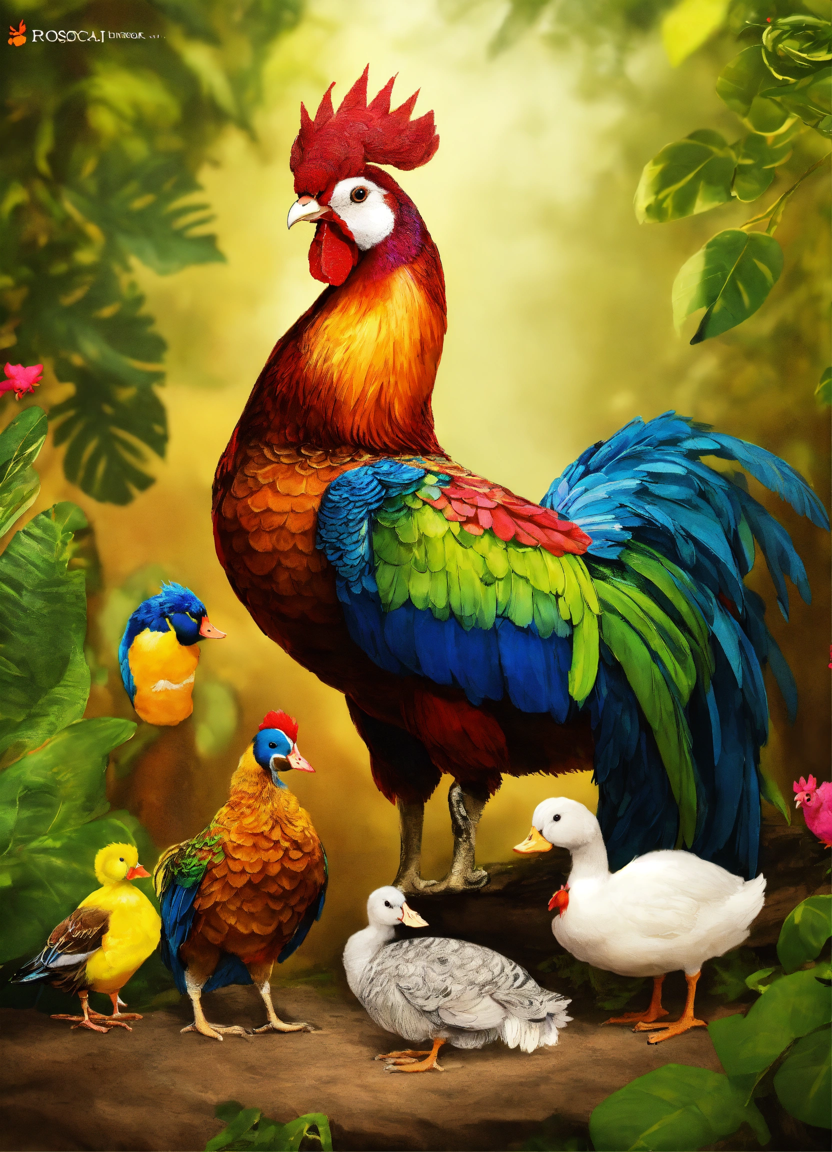 Lexica - Create the following animals in one picture Dog cat Chick ...