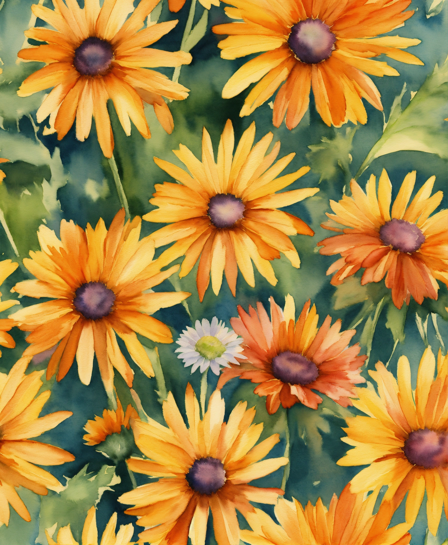 Lexica - Watercolor multiple daisy variant floral pattern ...