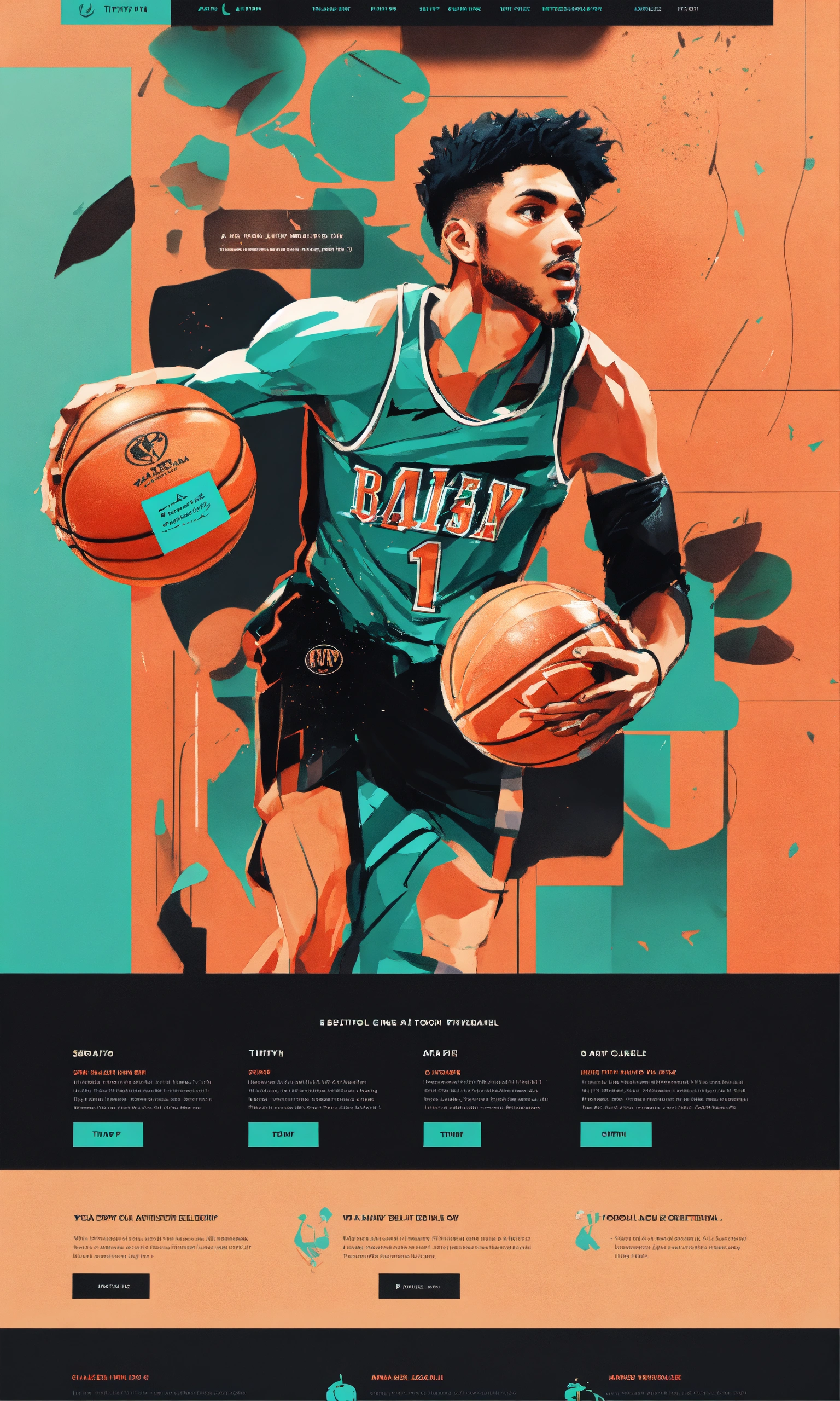Lexica - Basketball website design in shades of tiffany and black