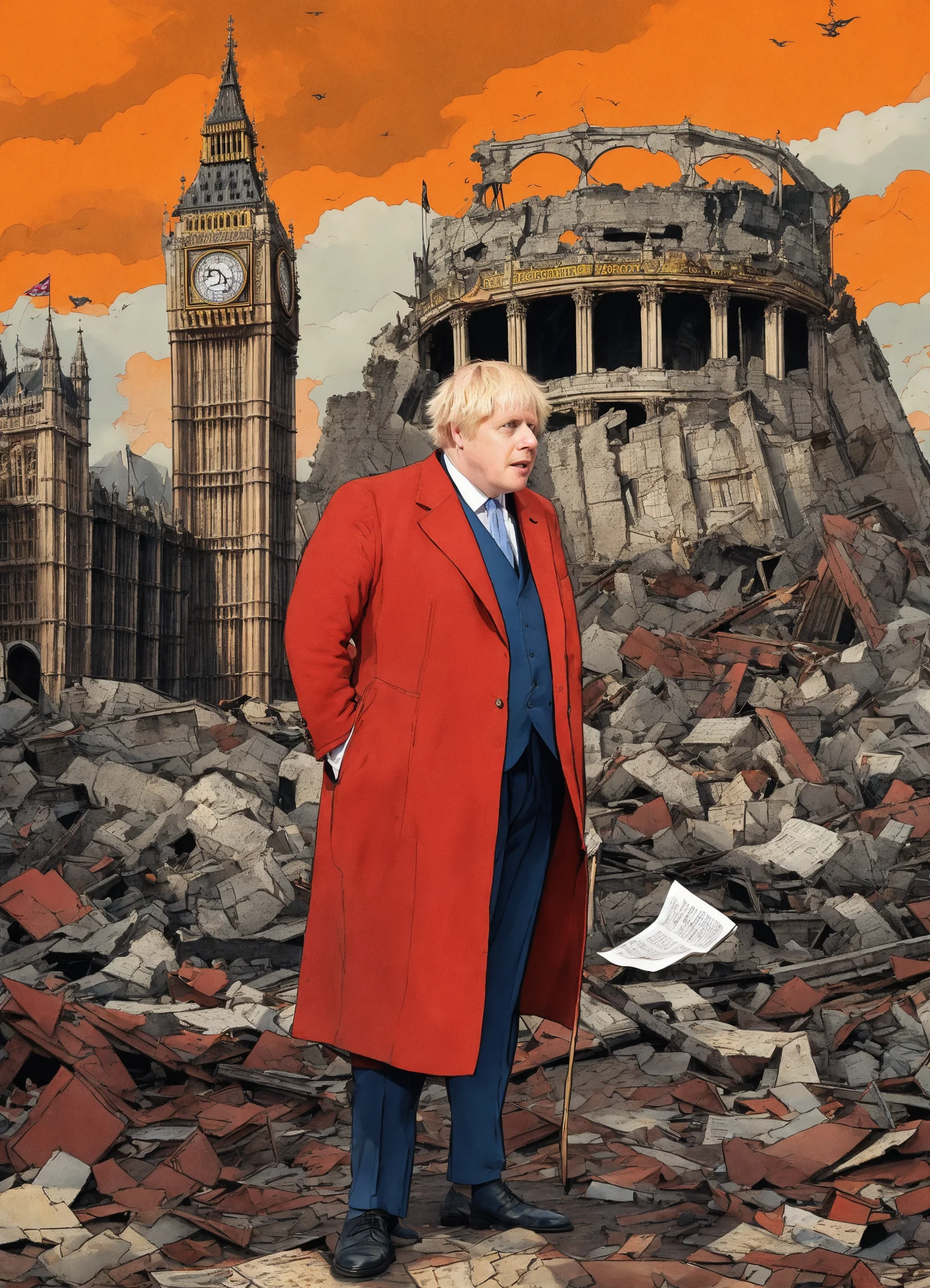 Lexica - Boris Johnson with typical englisch ruler clothes in Front of ...