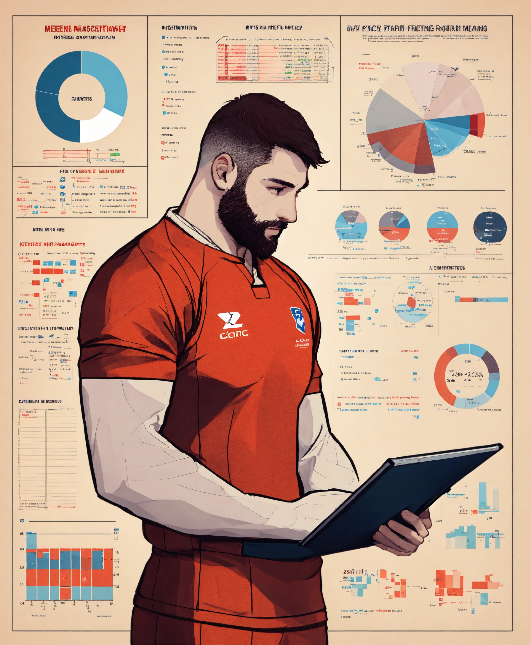 Lexica - Portrait of a french rugby player analyzing statistics from ...