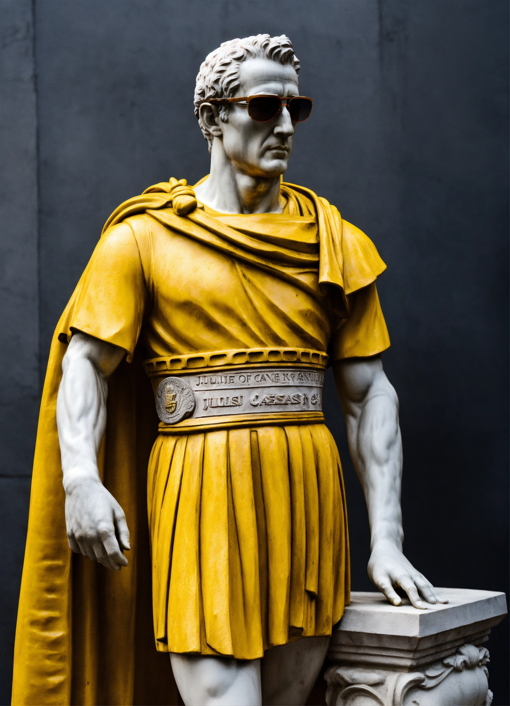 Lexica - Statue of Julius Caesar in glorious pose with yellow clothing ...
