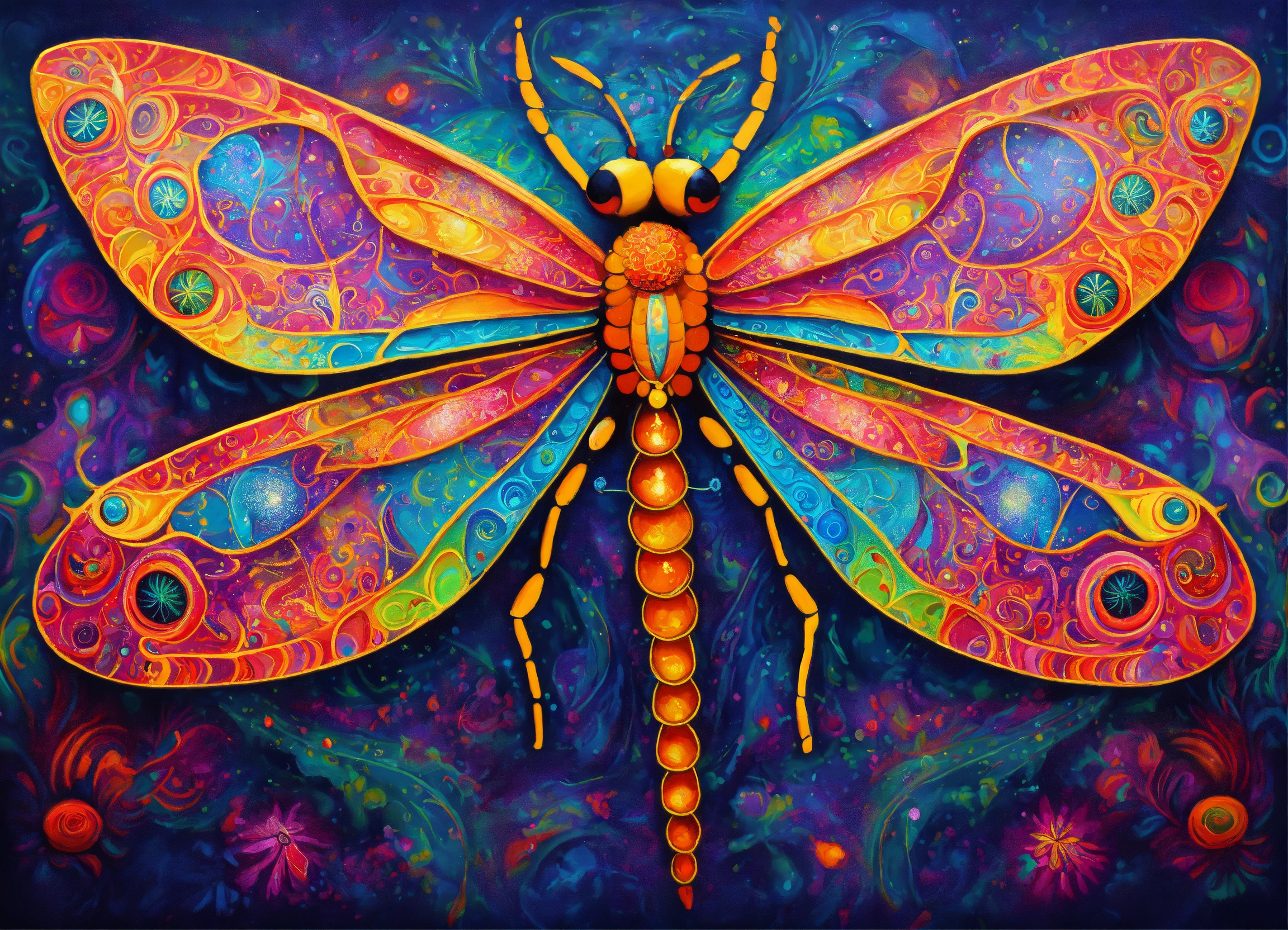 Lexica - Vibrant neo-traditional, a painting of a neon psychedelic ...