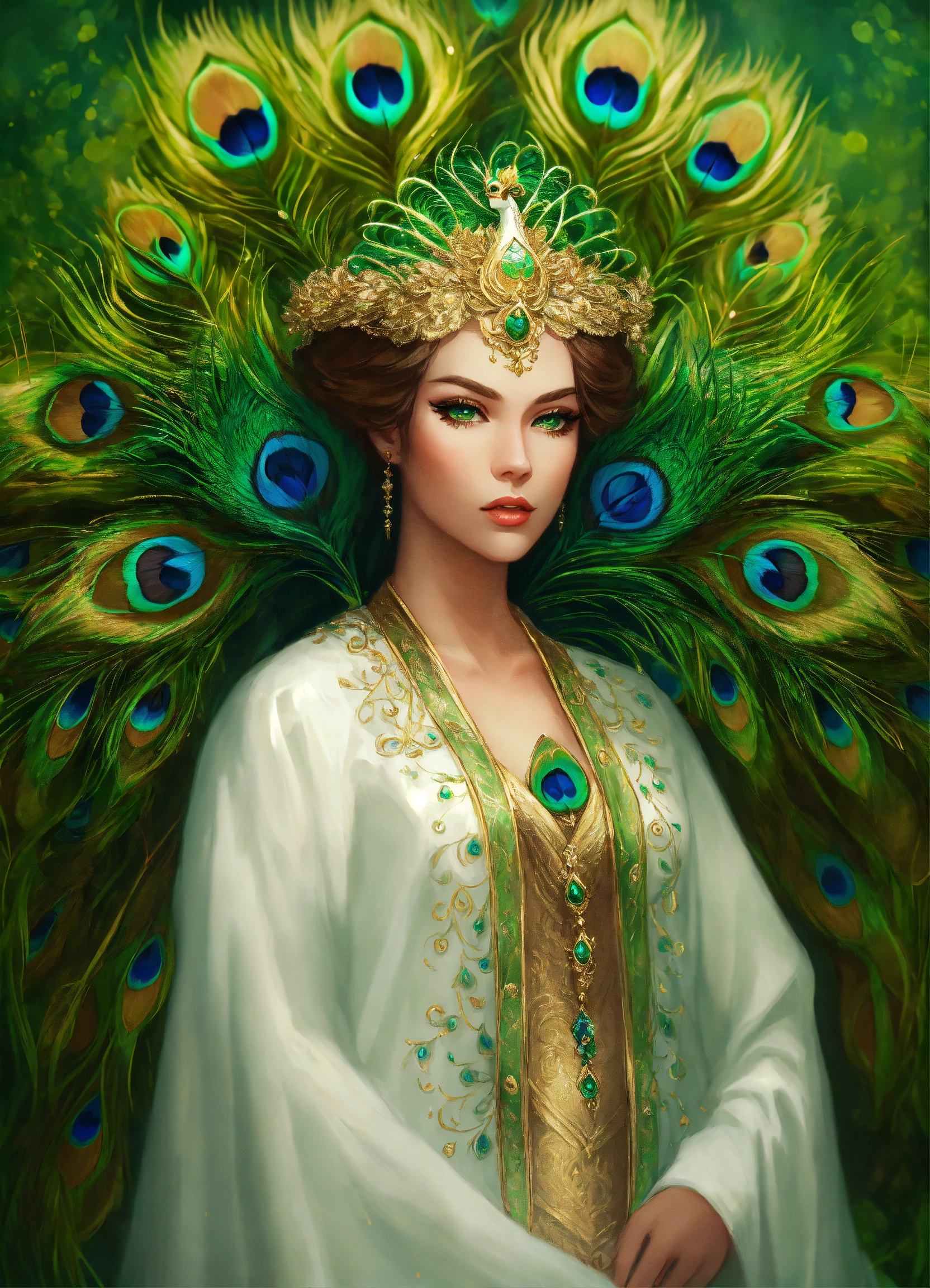 Lexica - Fantasy Portrait of an anthropomorphic peacock, green eyes ...