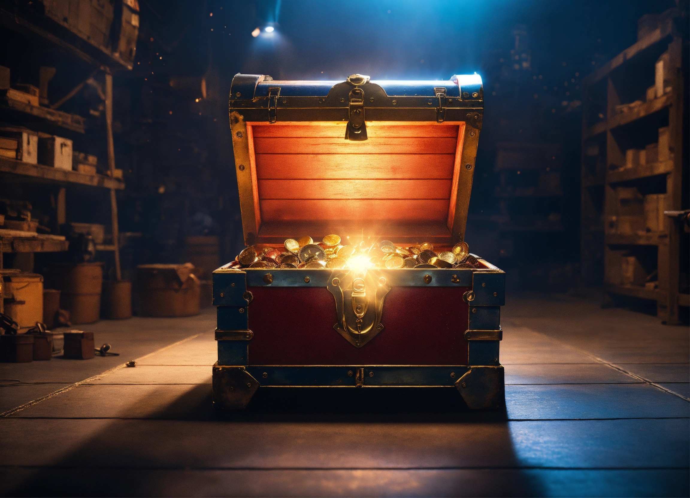 Lexica - An open treasure chest with a mysterious and magical light ...