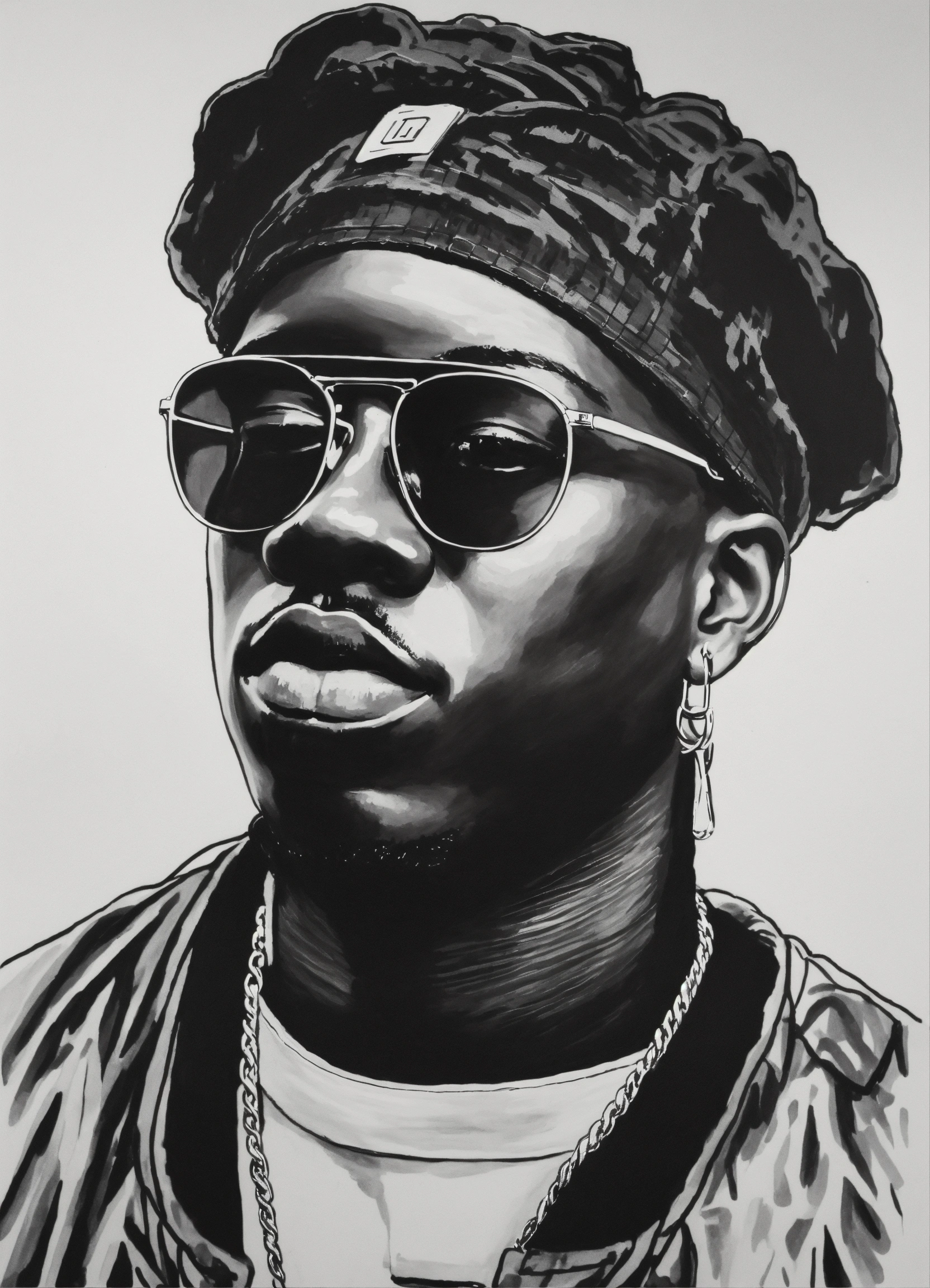 Lexica - Lil Yachty portrait, black ink on white