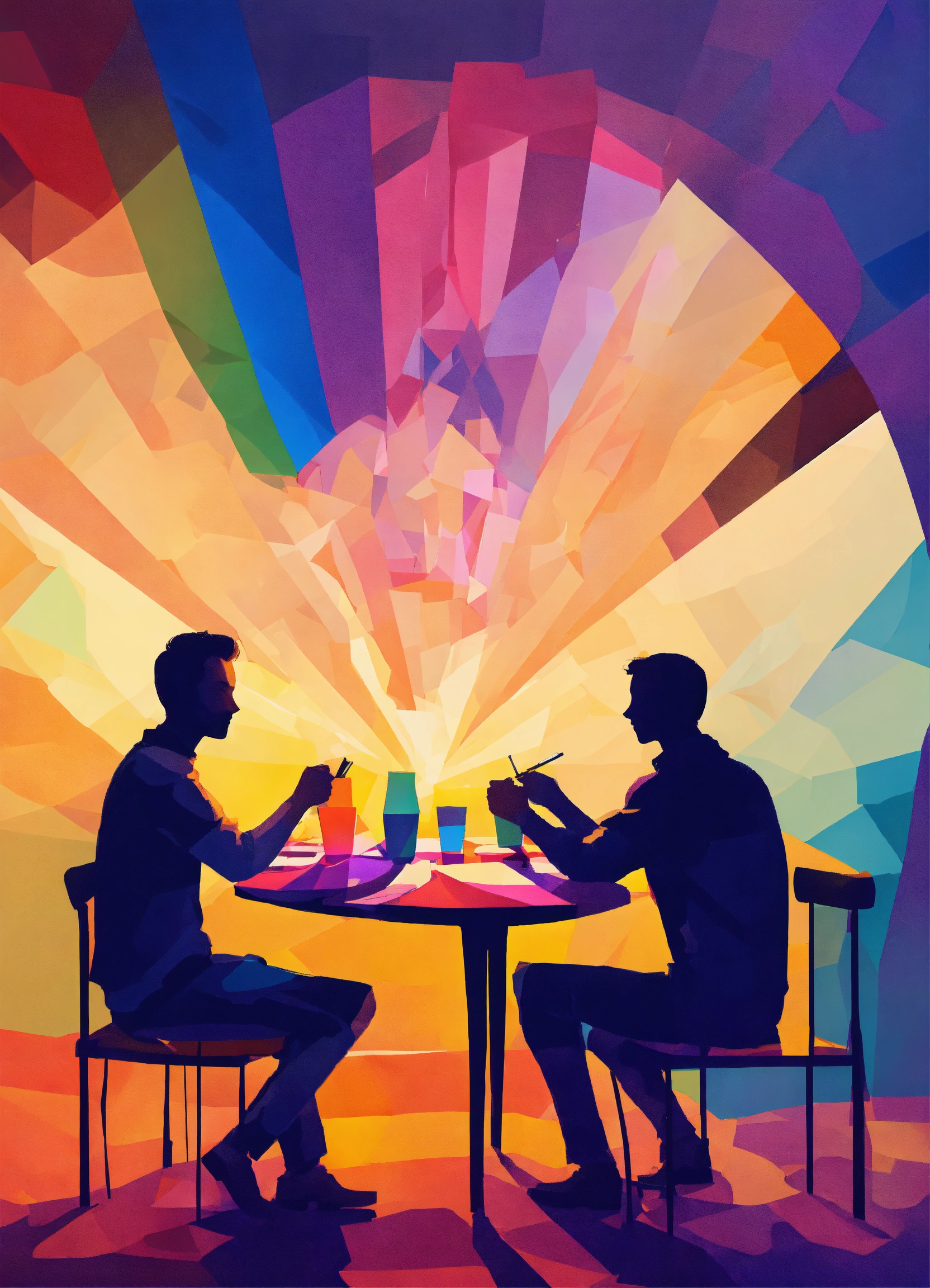 Lexica - A group of friends, sitting at a table, socializing ...