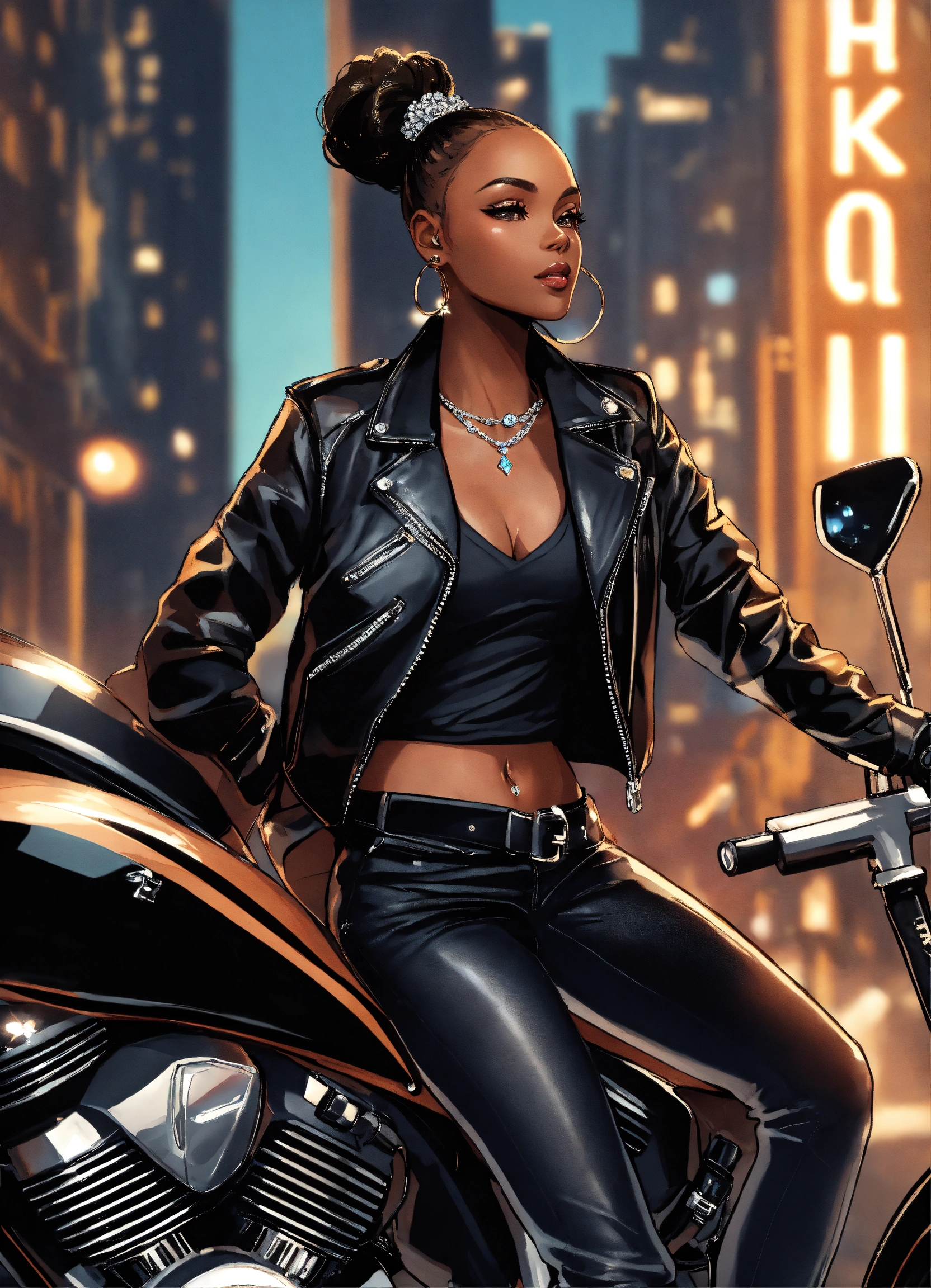 Lexica - Animated illustration of a melanin-rich beautiful girl with ...