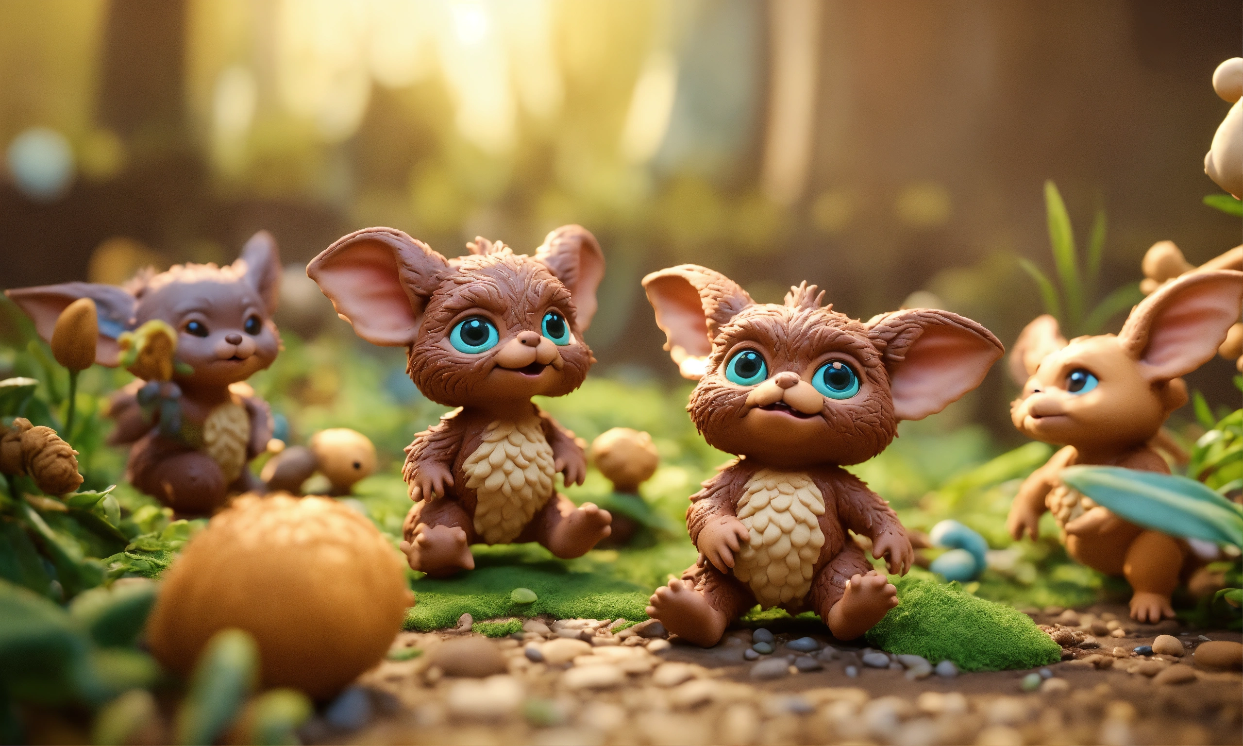 Lexica - 3d effect of cute clay many baby gremlins are running around ...