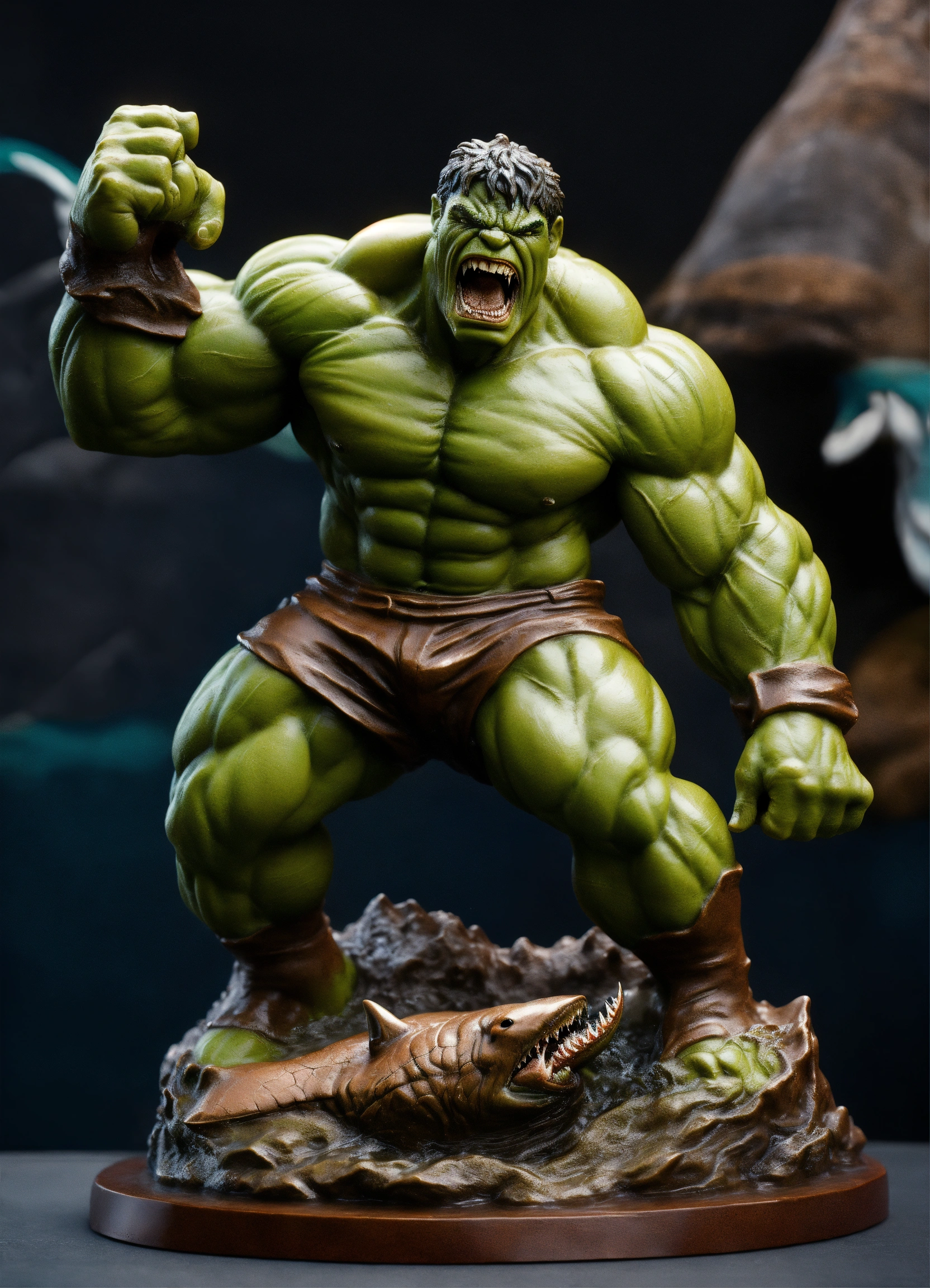 Lexica - A sculpture of aged bronze resin depicting the enraged ...