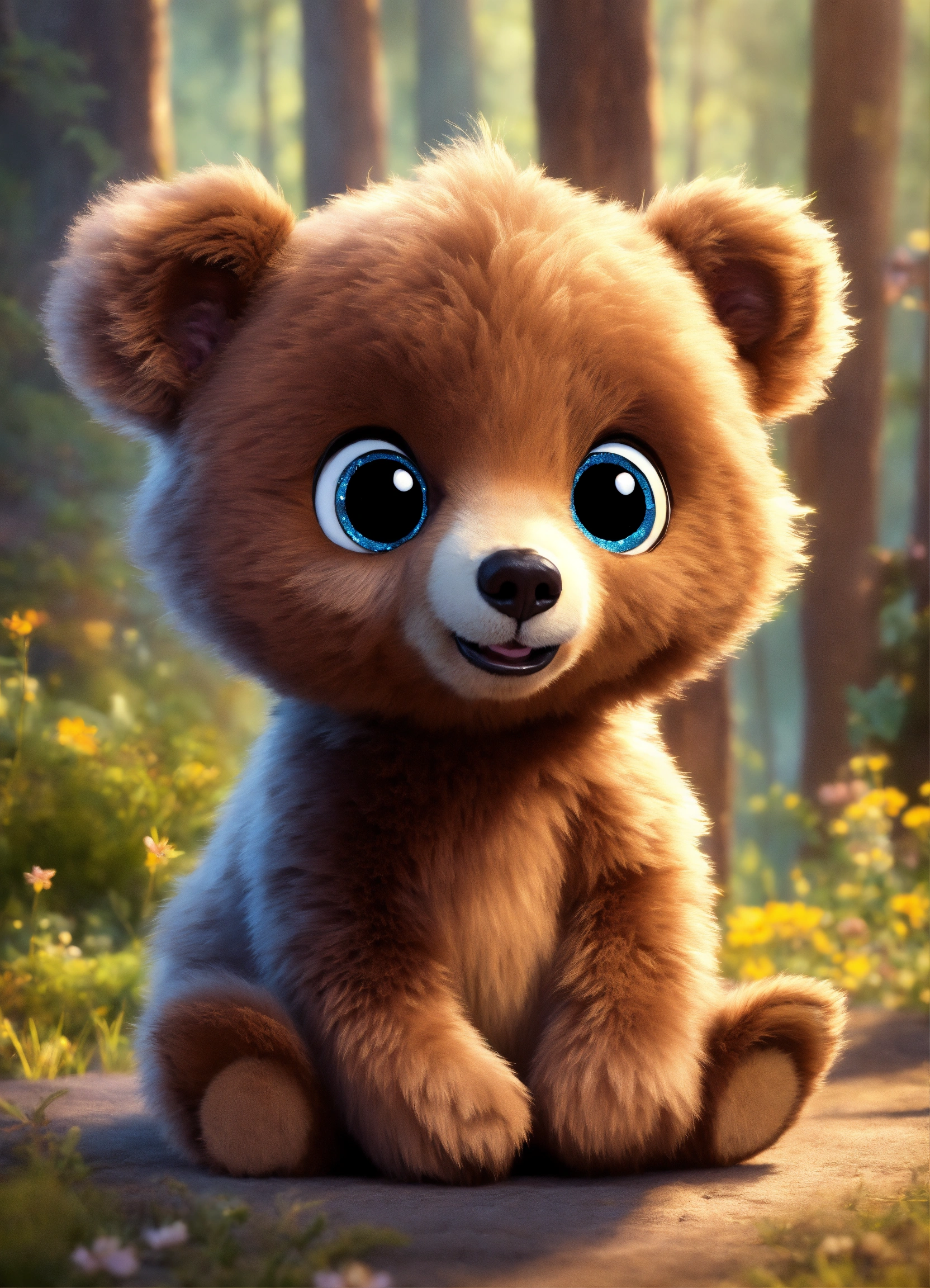 Lexica - "An adorable baby bear cub with oversized, sparkly eyes ...