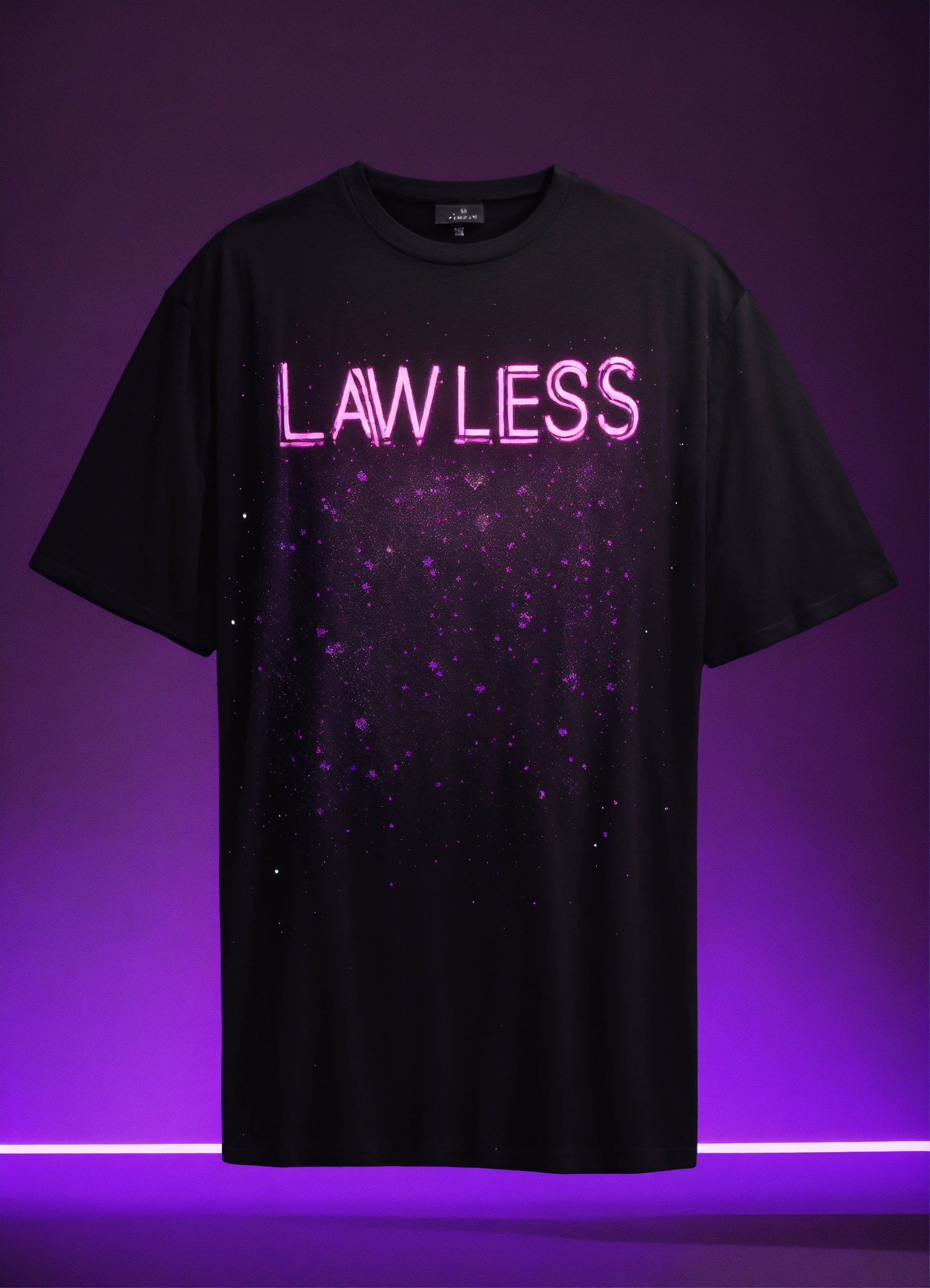 Lexica - Washed black oversized t'shirt mockup with the words 'Lawless ...