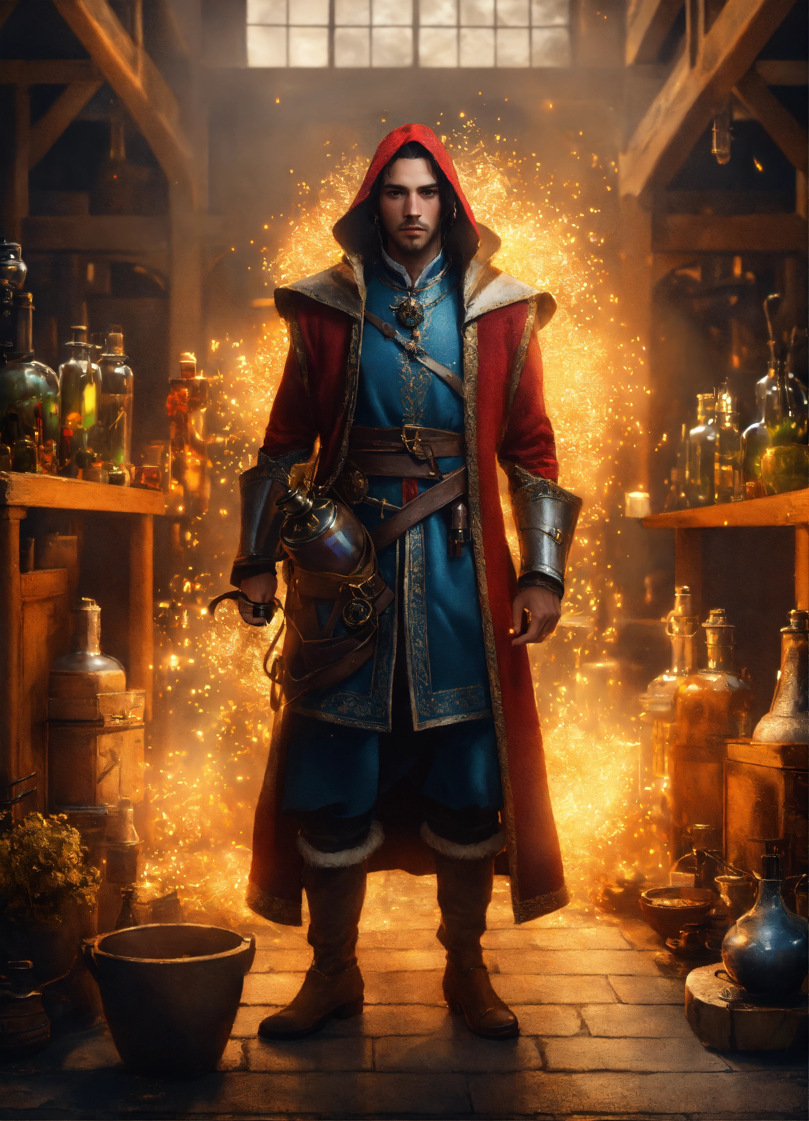 Lexica - A realistic full body portrait of a medival male alchemist ...