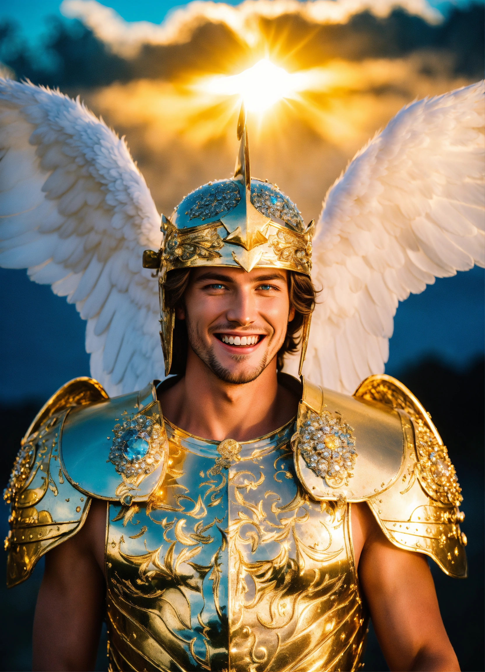 Lexica - Photographic 3/4 real-life portrait photo of an Archangel with ...