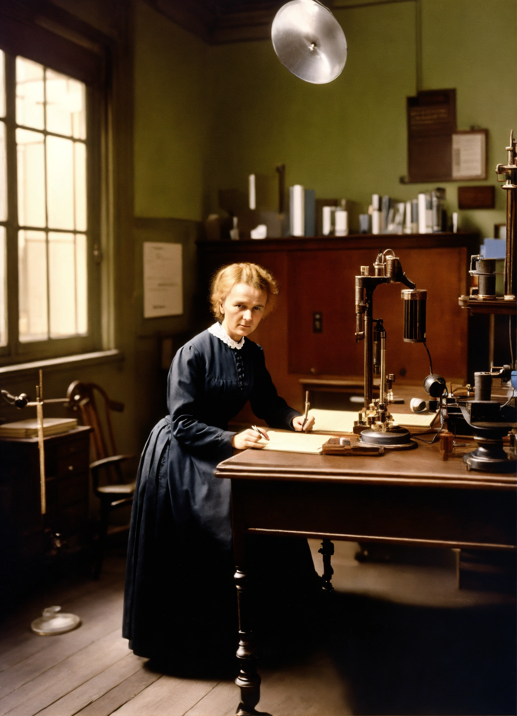 Lexica - Marie curie dans un bureau de physicien