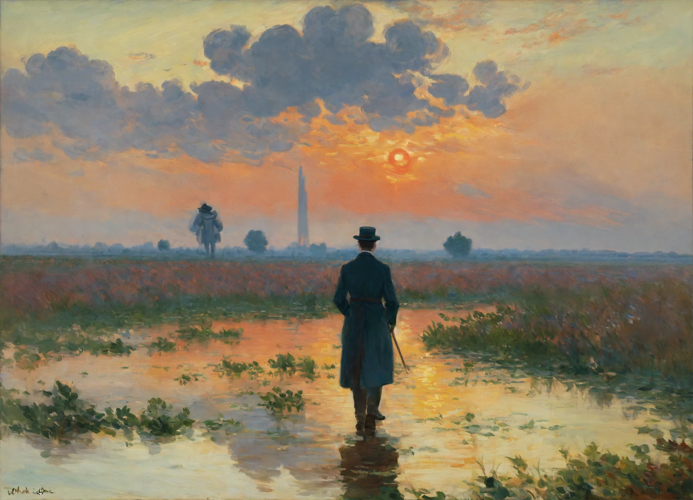 Lexica - Close up of a man seen from behind looking the rising sun in a ...