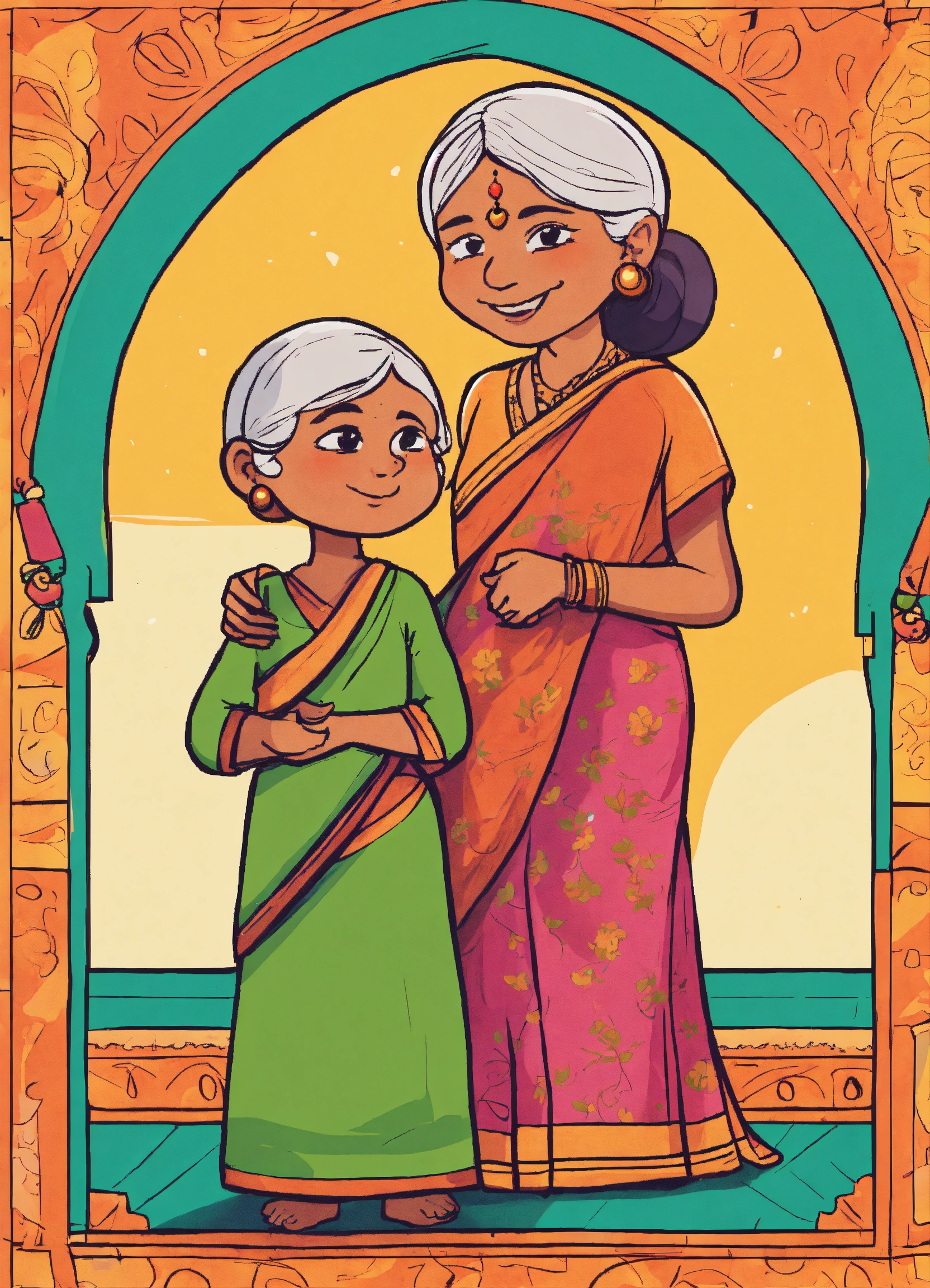 Lexica - None or white background, cute round cartoon doodle of indian ...