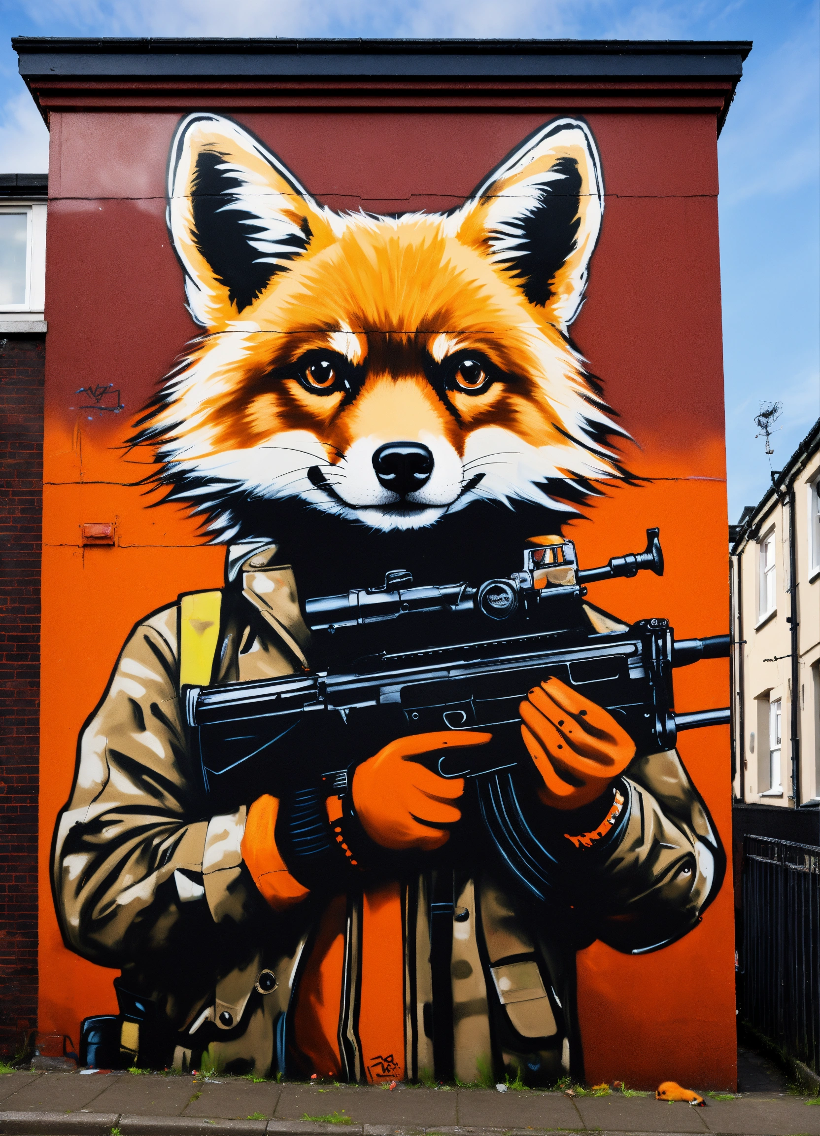 Lexica - Spray painted Graffiti Mural on a wall on the side of a ...