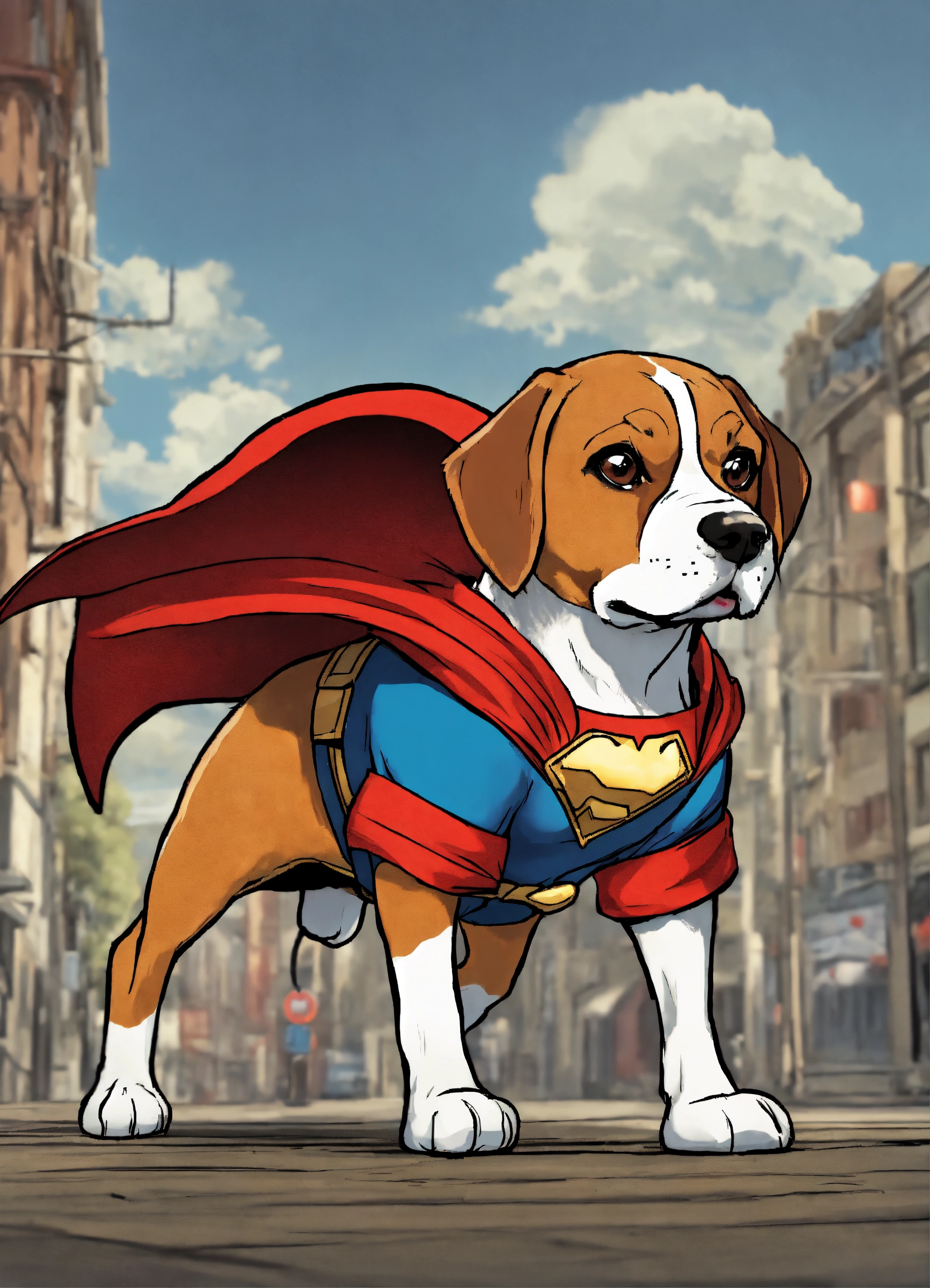 Lexica - I would like a manga style cartoon of a beagle super hero with ...