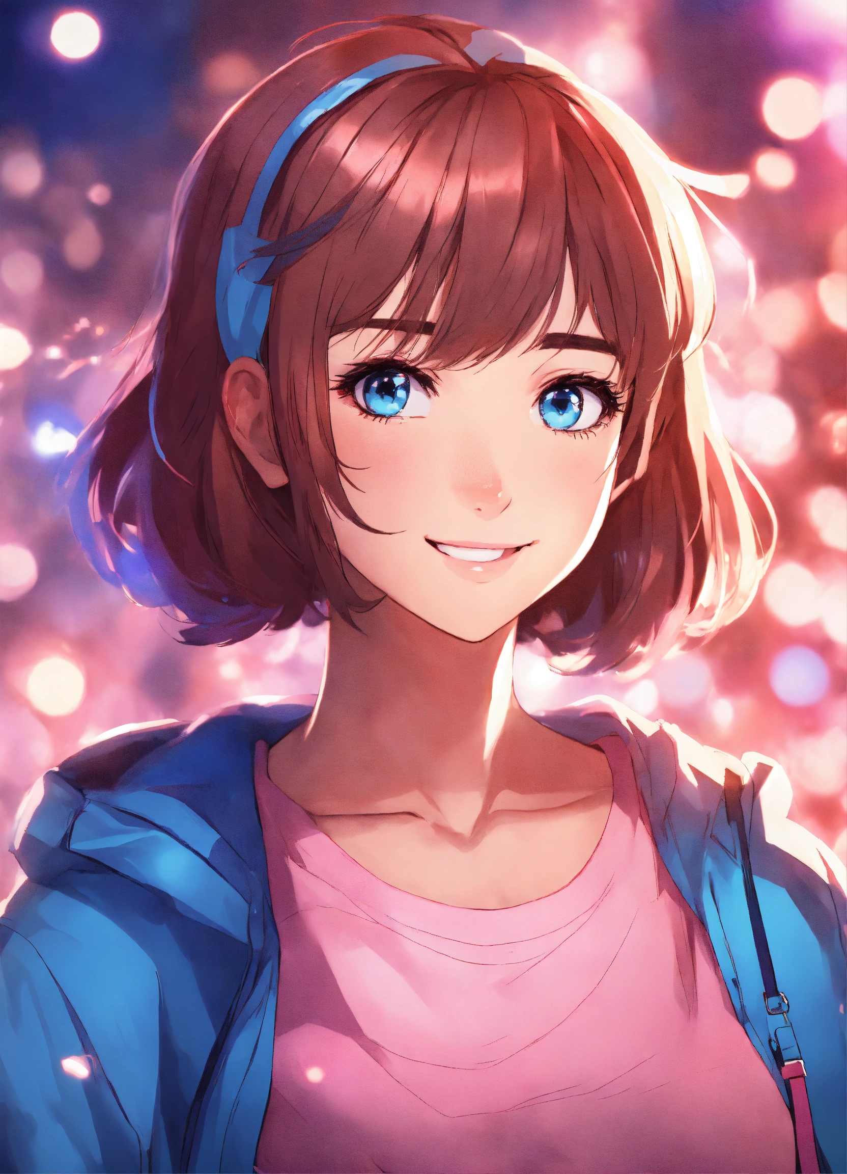 Lexica - Portrait, comic book anime style, bright lighting, pink and ...