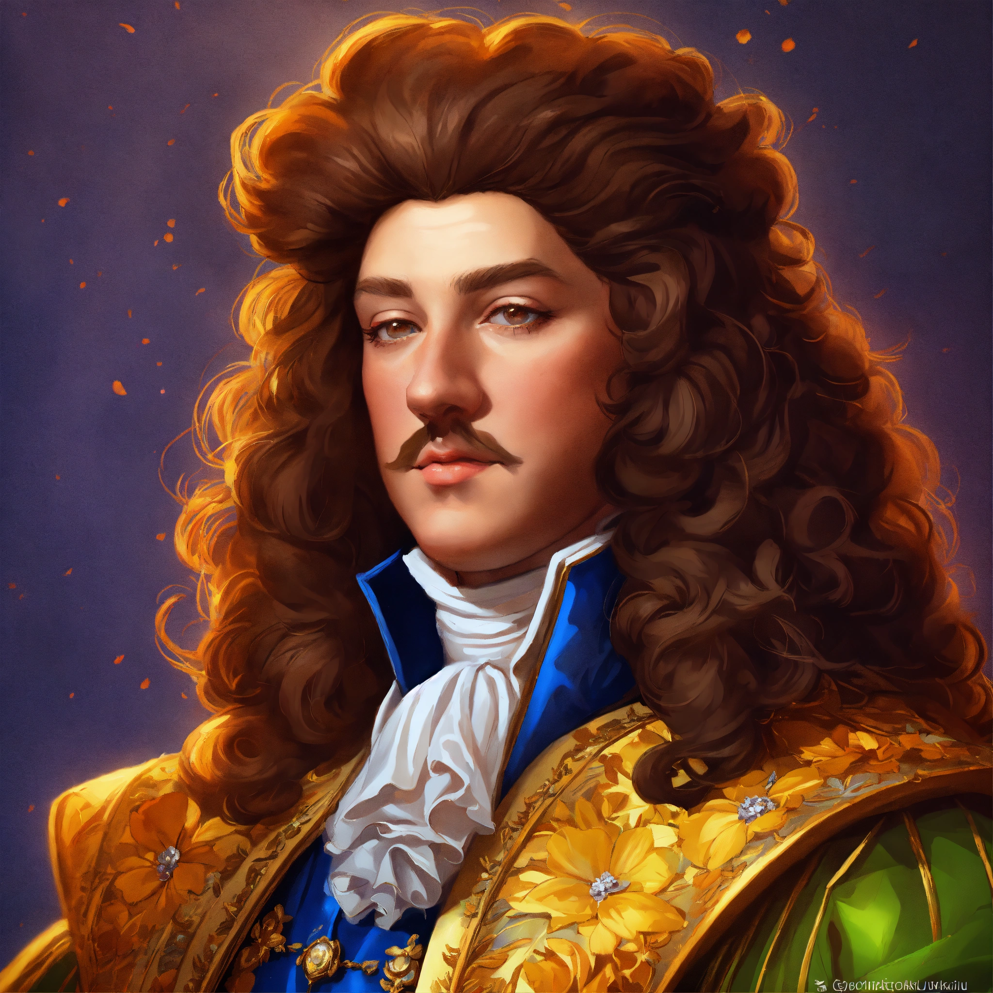 Lexica - Louis XIV, realistic cartoon oil paint, 2D illustration style ...