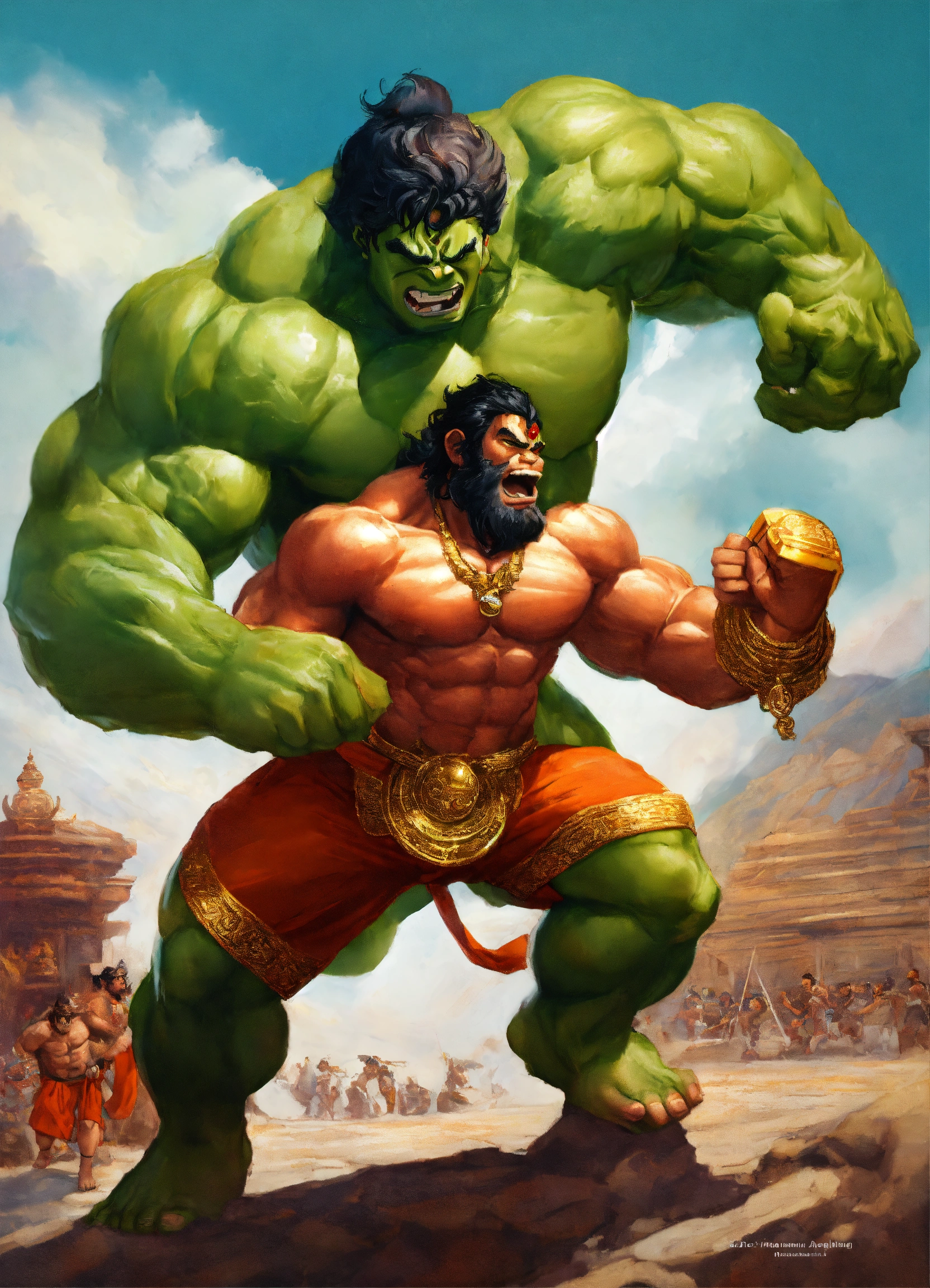 Lexica - Hanuman fighting with hulk