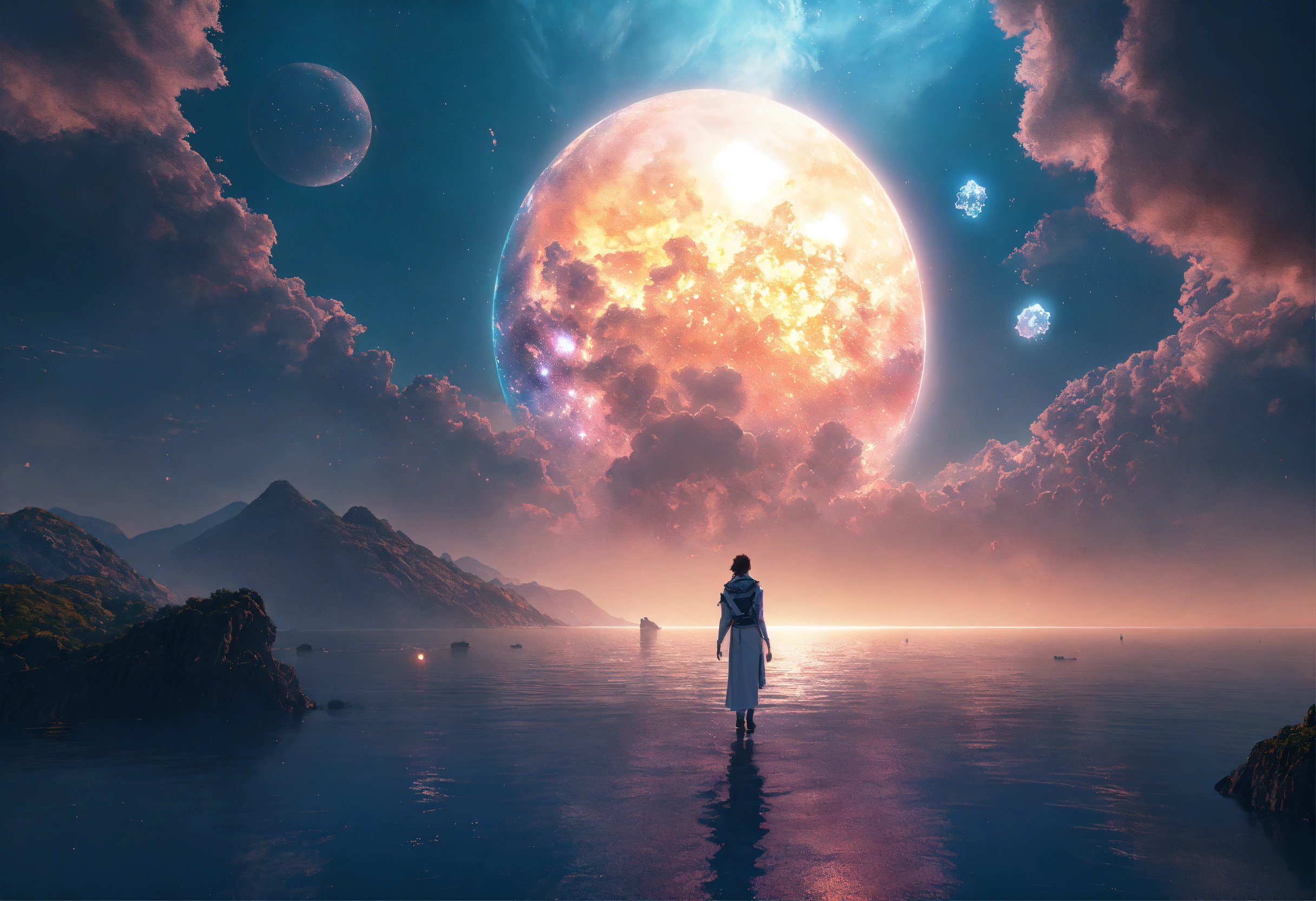 Lexica - Two celestial beings, seraphim, light in love cloud, being ...