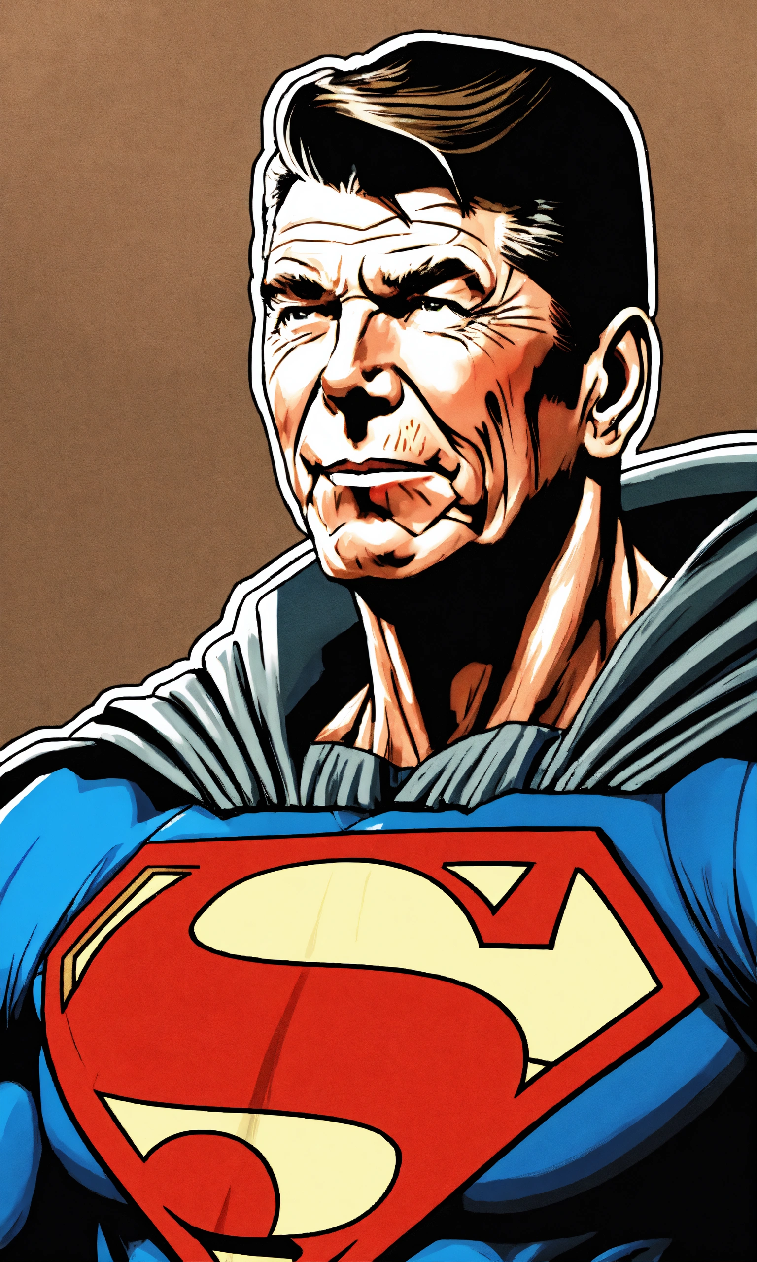 Lexica - Ronald reagan in superman uniform, sticker, 8k, high quality ...