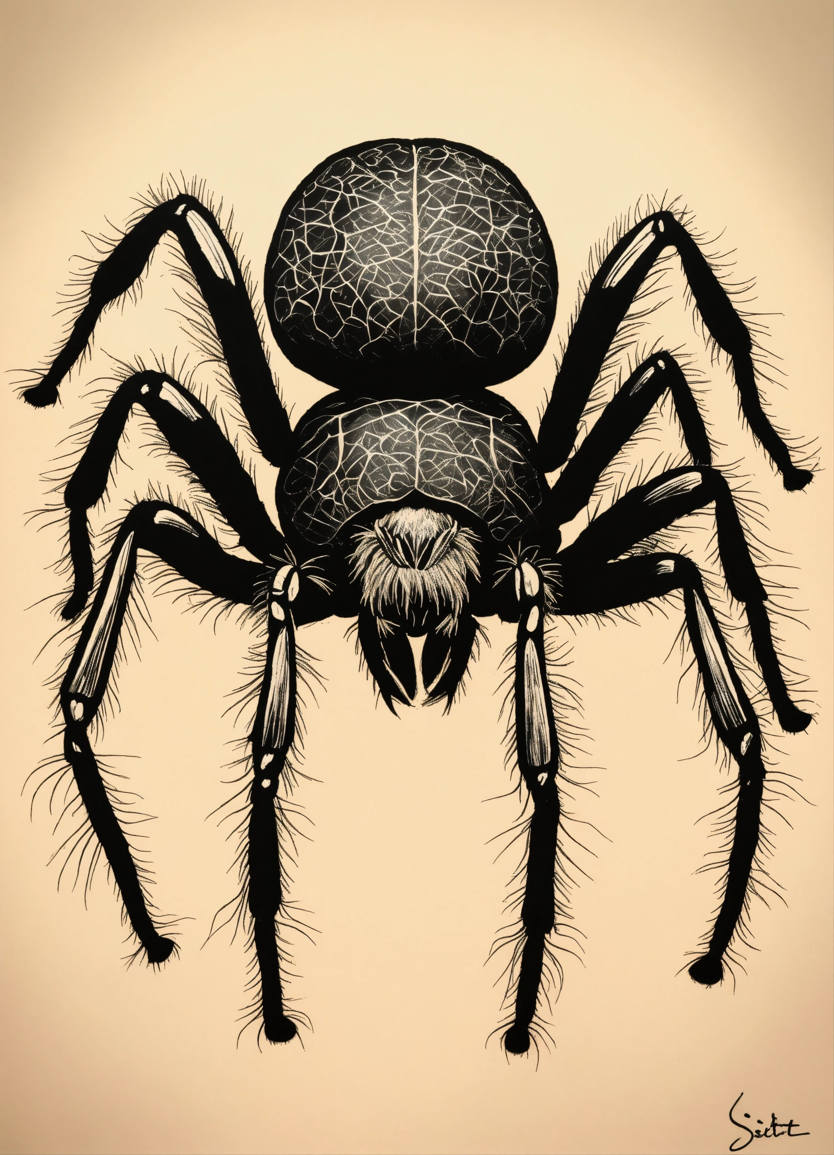 Lexica - Beautiful detailed tarantula portrait, one line drawing, bold ...