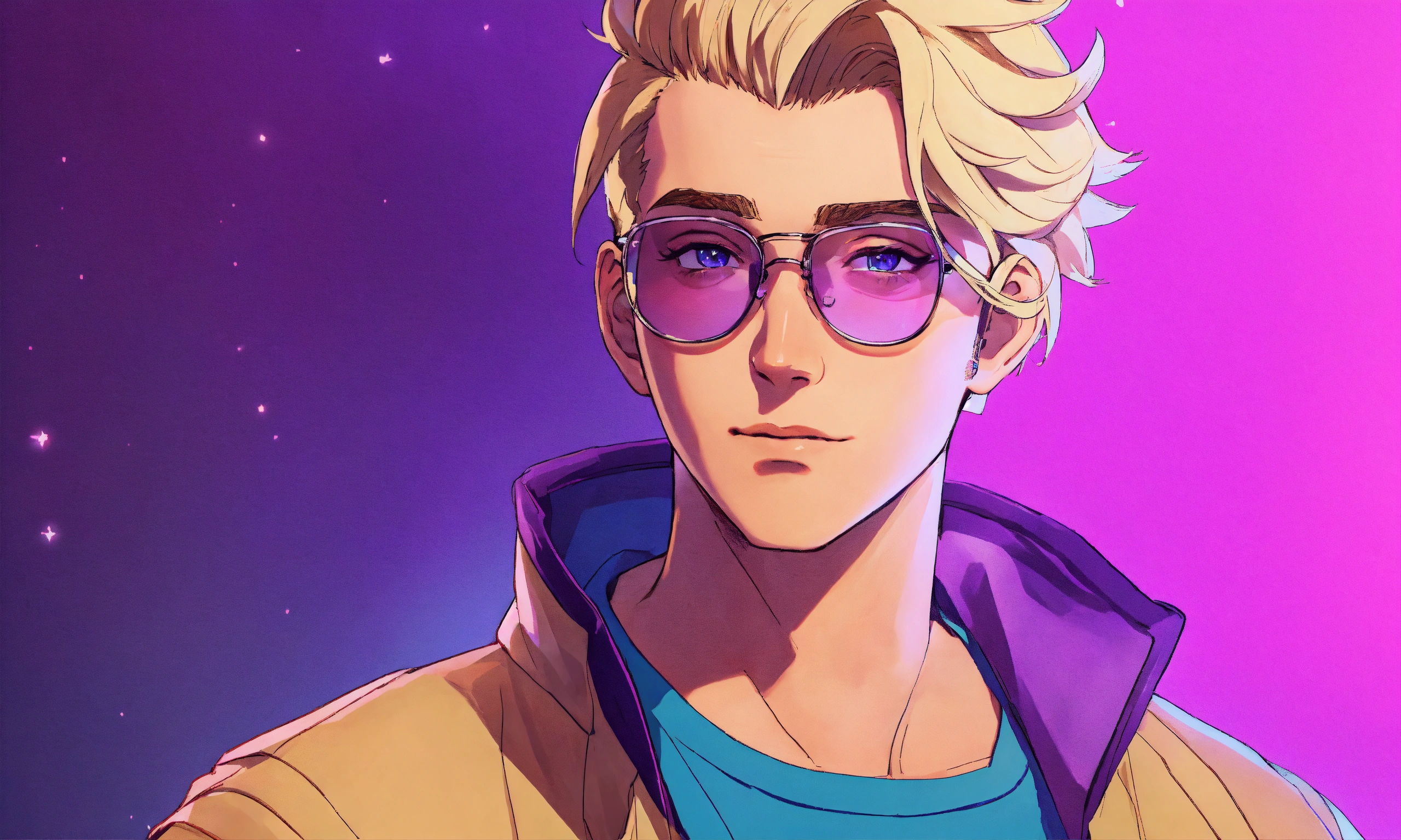 Lexica - A male gaming streamer, blonde hair, clean shaved, short wavy ...