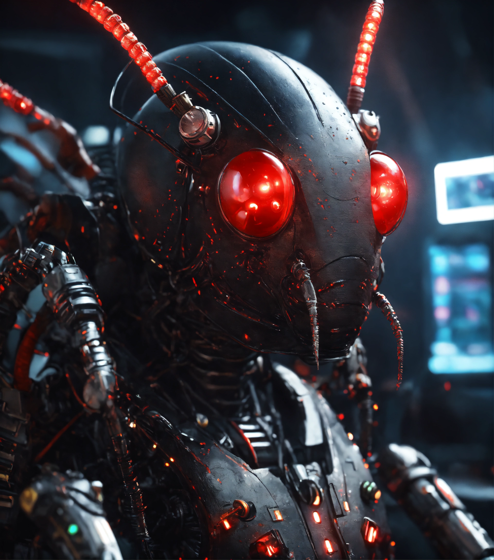 Lexica - Comical black cockroach faced humanoids with red eyes and ...