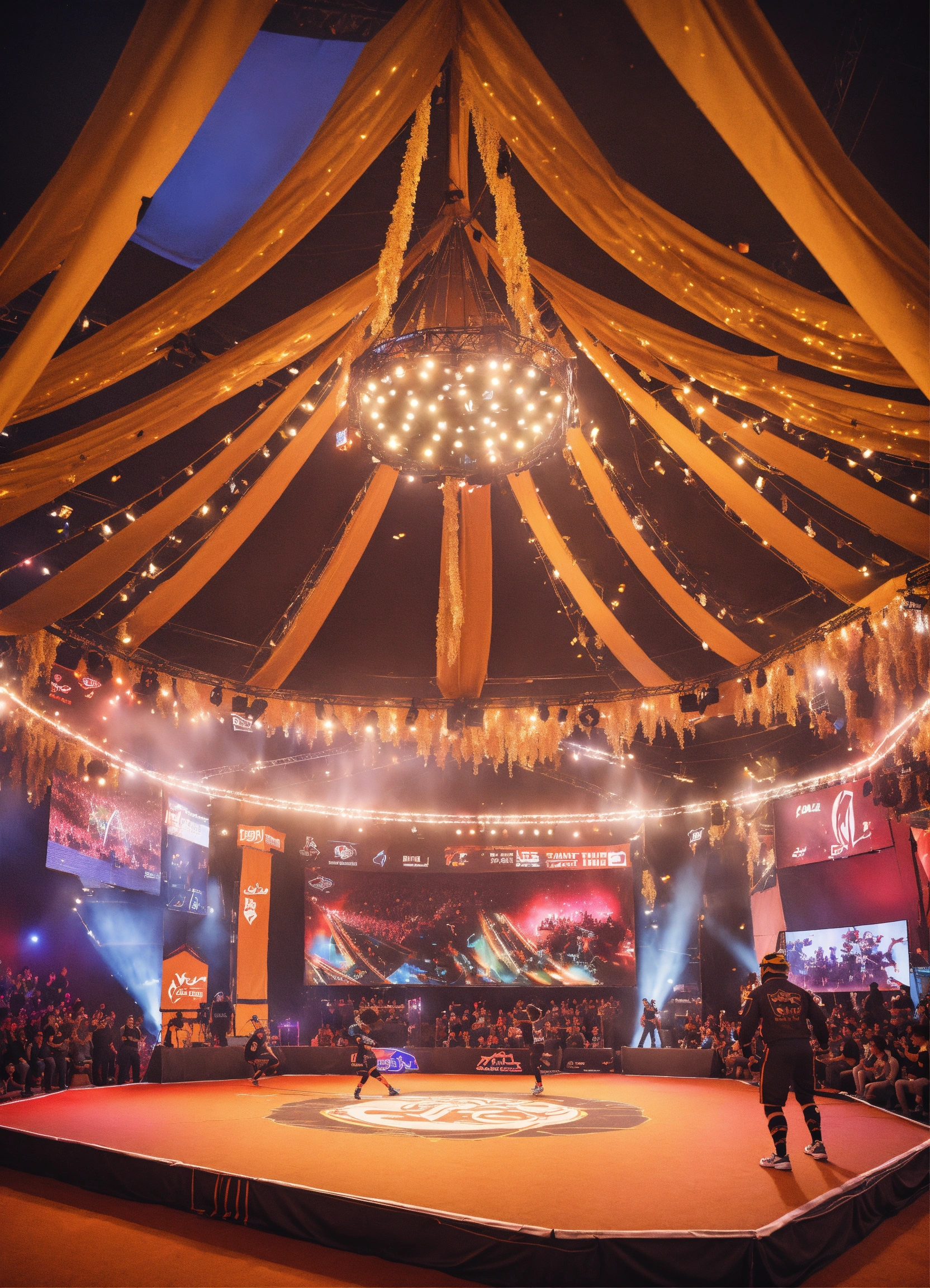 Lexica - Generate an image of a small esports venue's desert white tent ...