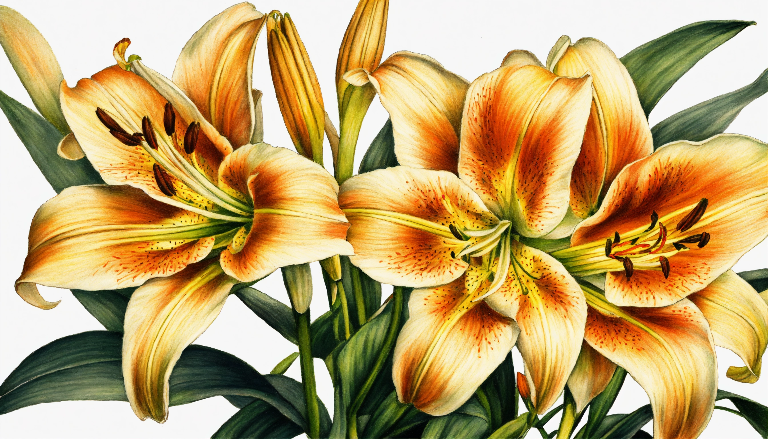 Lexica - Beautiful lilies, excellent, vintage style detailed colored ...