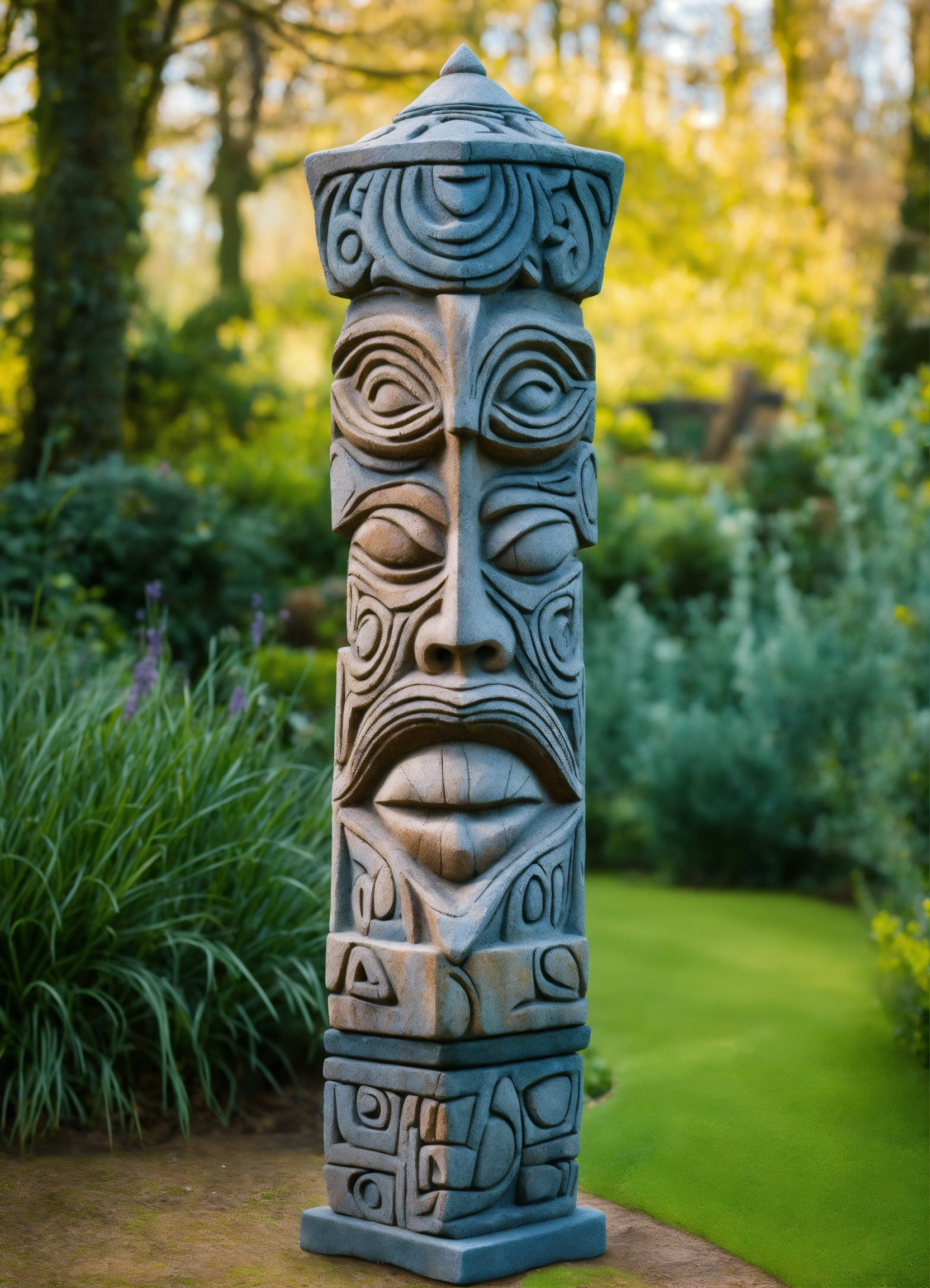 Lexica - Stone Nature spirit totem garden ornament in the style of alex ...