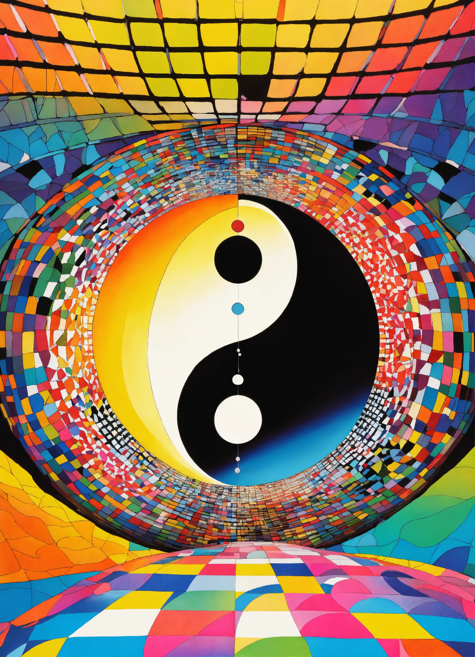 Lexica - Japanese vintage poster, ying yang bring merging into another ...