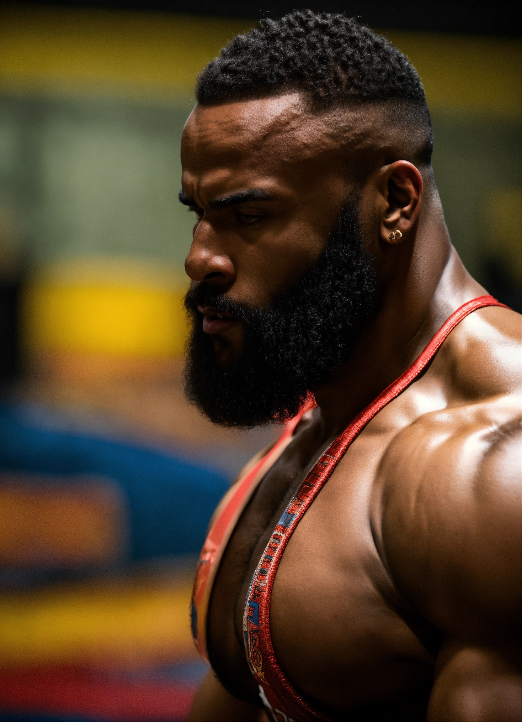 Lexica - 30-year-old wrestler with big muscles, bodybuilder, Somali, big