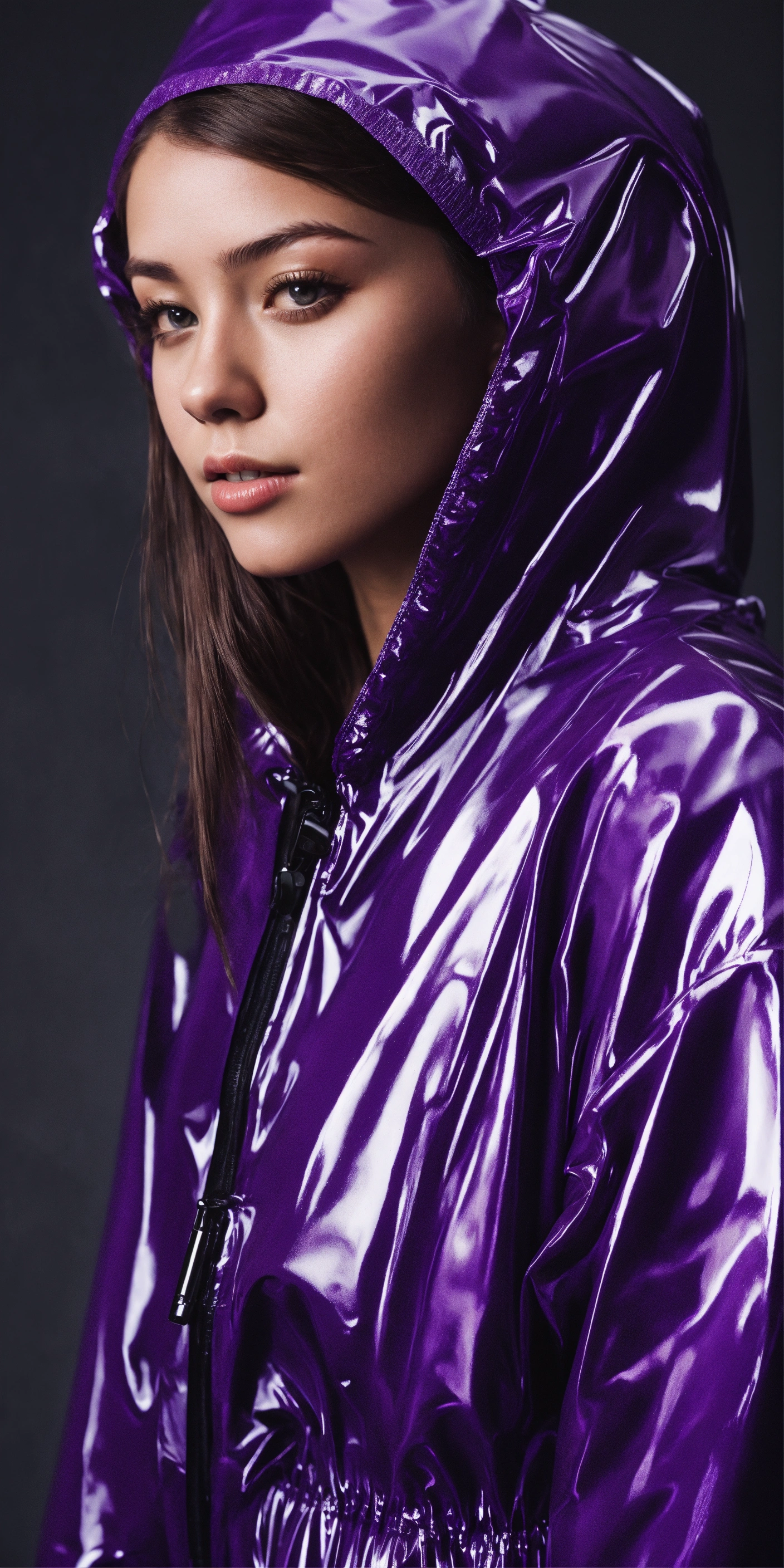 Lexica - Girl in glossy purple hazmat suit