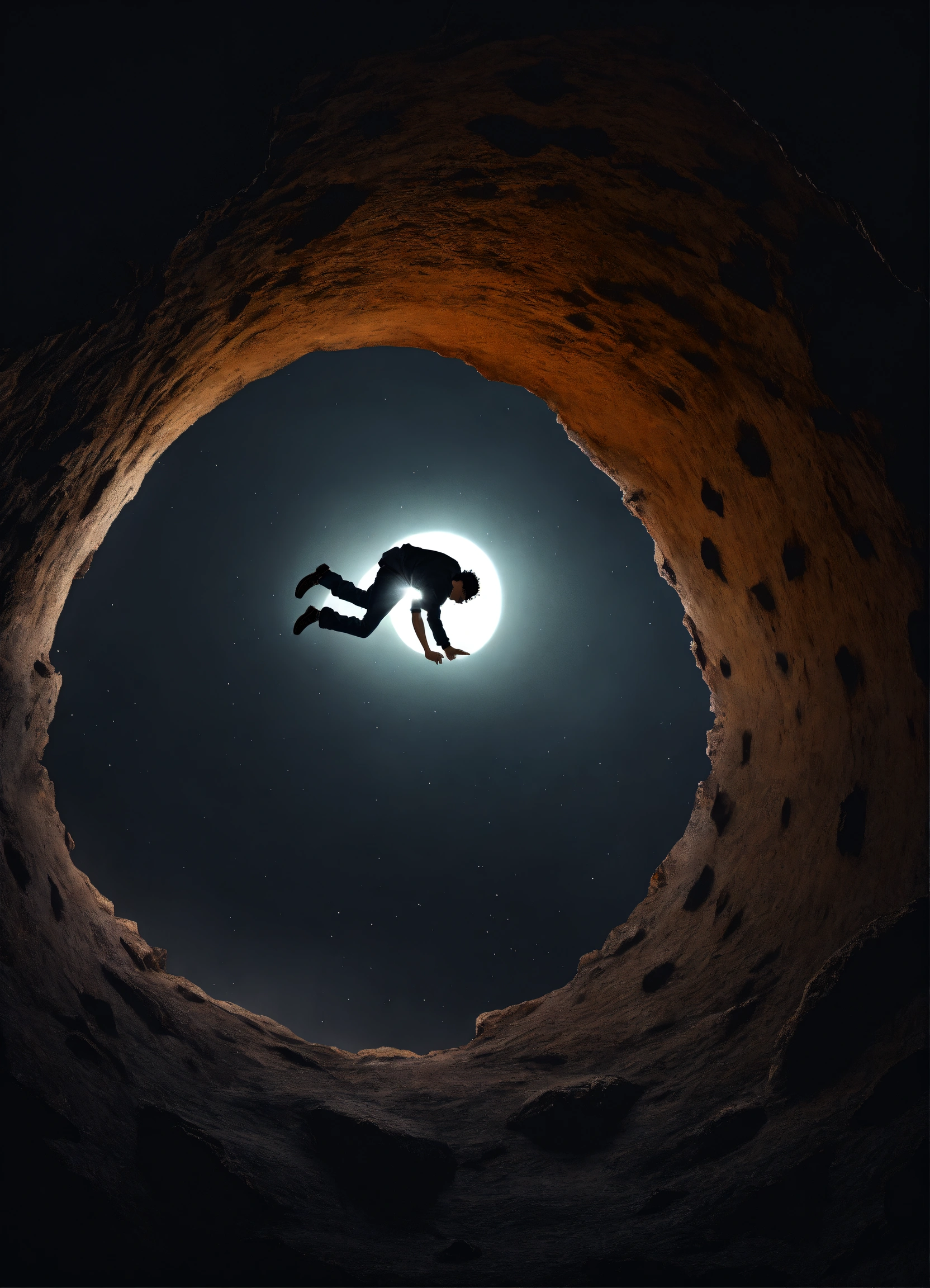 Lexica - A young arab man falling on deep dark empty hole , He shocked ...