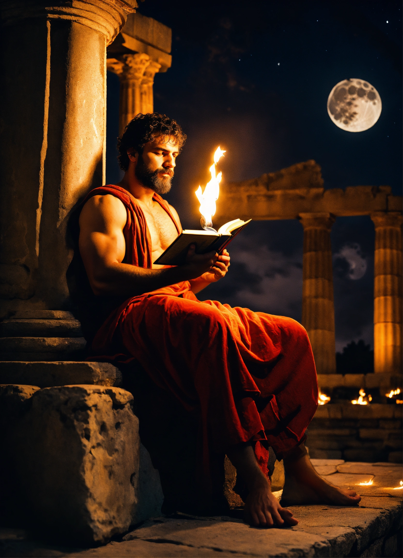 Lexica - "Please generate an image of a strong man holding a book ...
