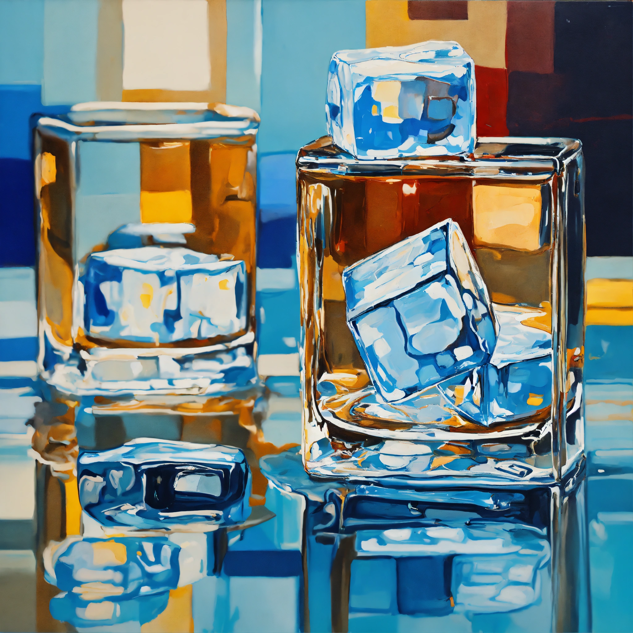Lexica - Ice cubes, oil painting, transparent, in style, generative art ...