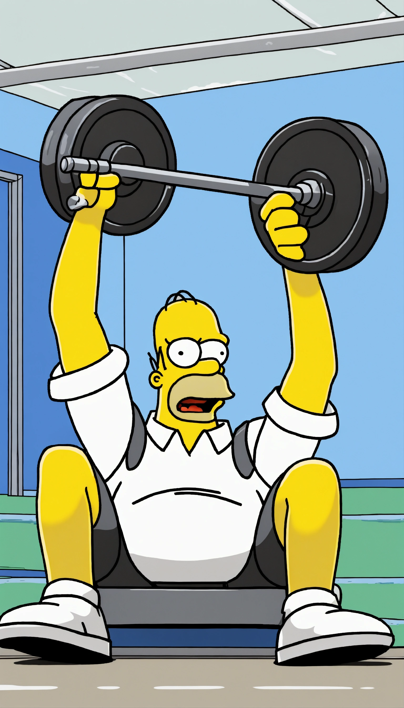 Lexica - Homer simpson working out looking unhappy
