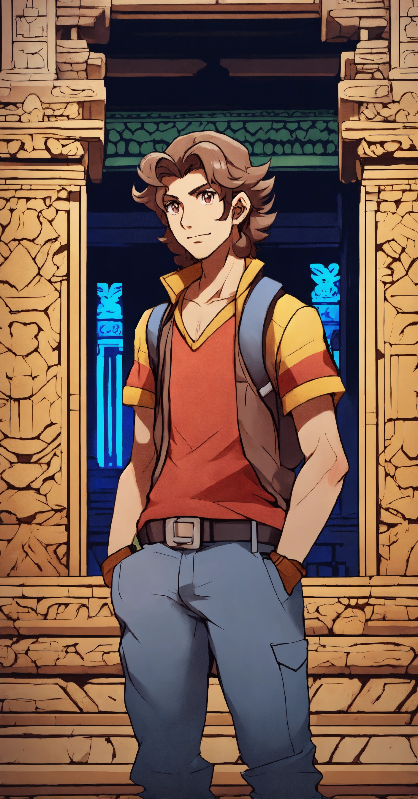 Lexica - A Pokemon trainer guy 30 years old with curly long hair and ...