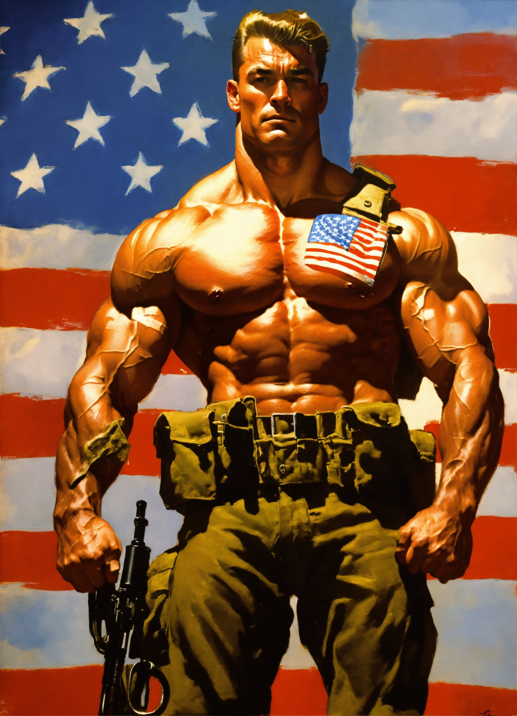 Lexica - Patriotic propaganda, frank frazetta character, bodybuilder ...
