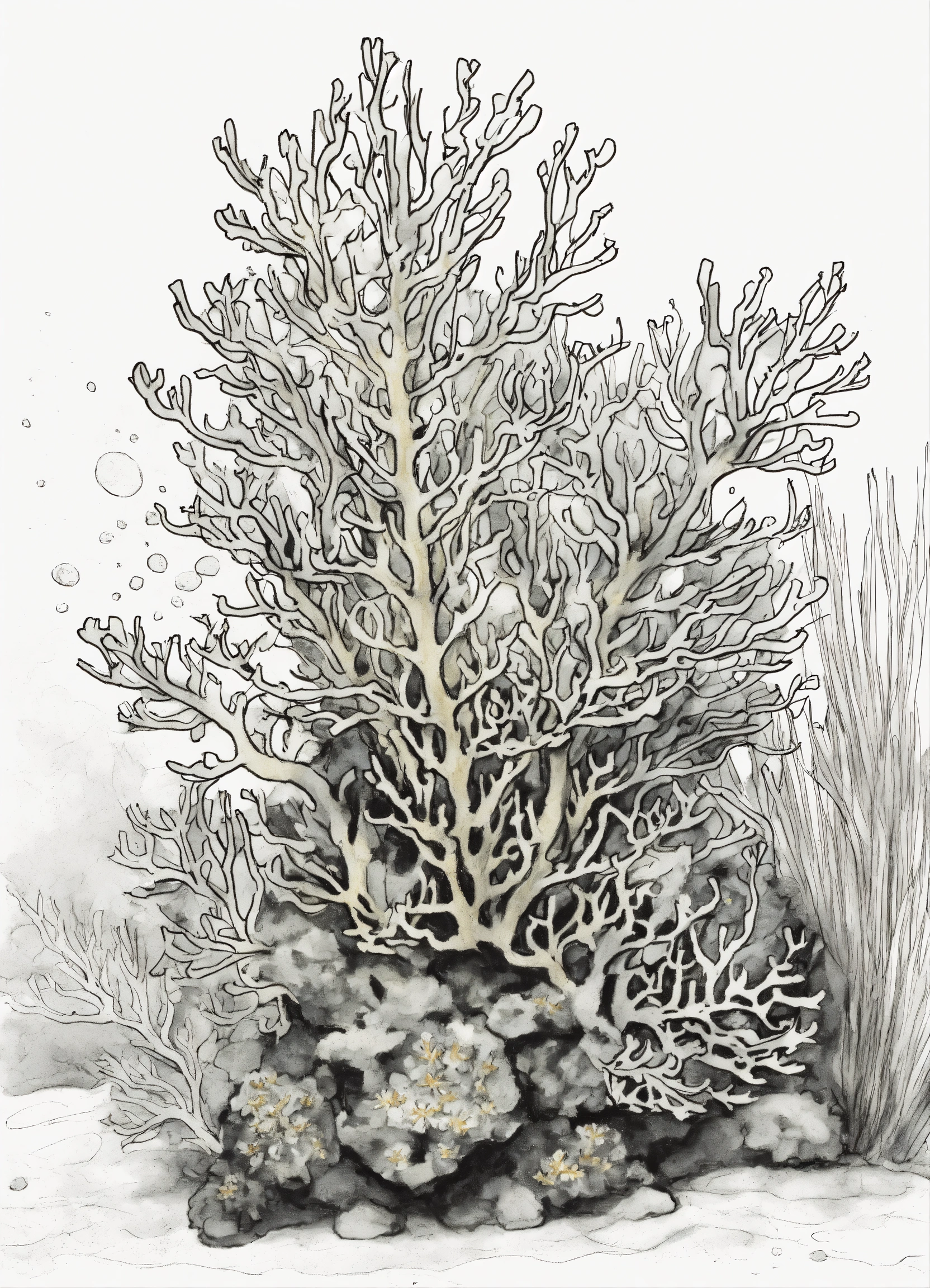 Lexica - Simple sketch of a lonely beautiful acropora bleu foncé, white ...