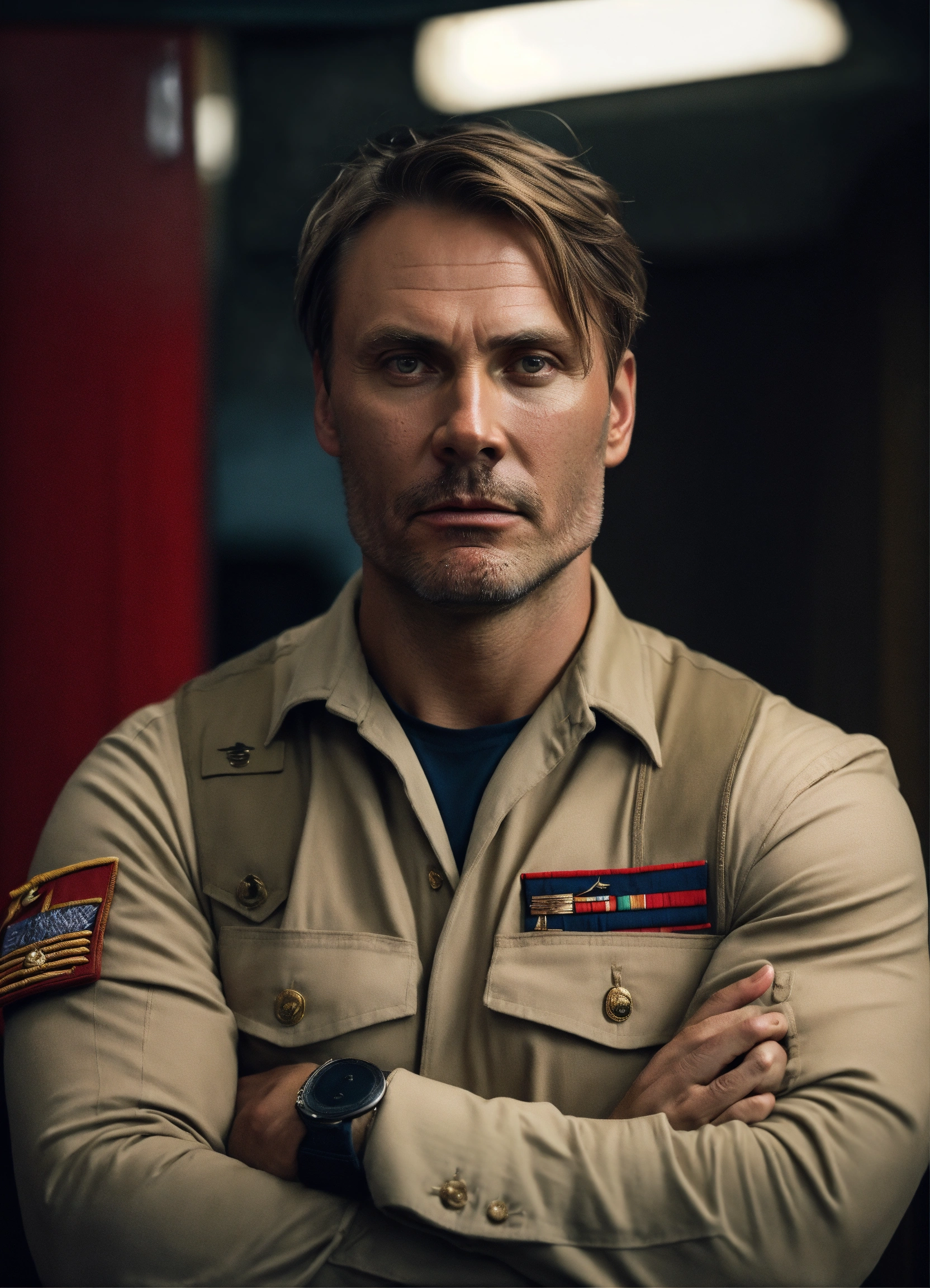 Lexica - Scared man, US Marine, FRONT VIEW, casual clothes, arms ...