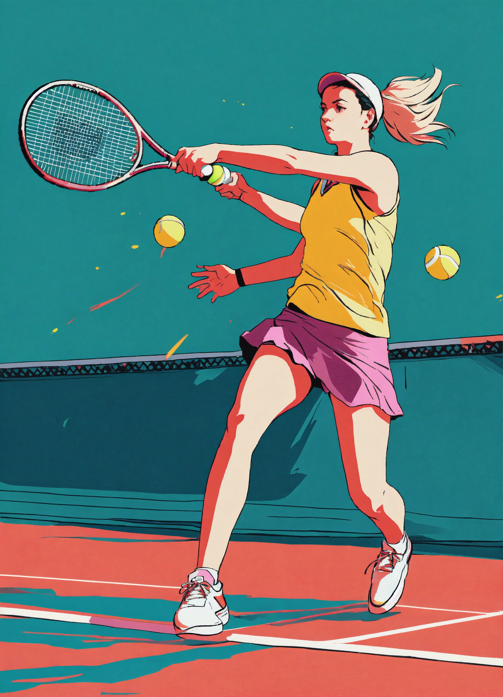 Lexica - Tennis player, in motion, holding a racket, on the tennis ...